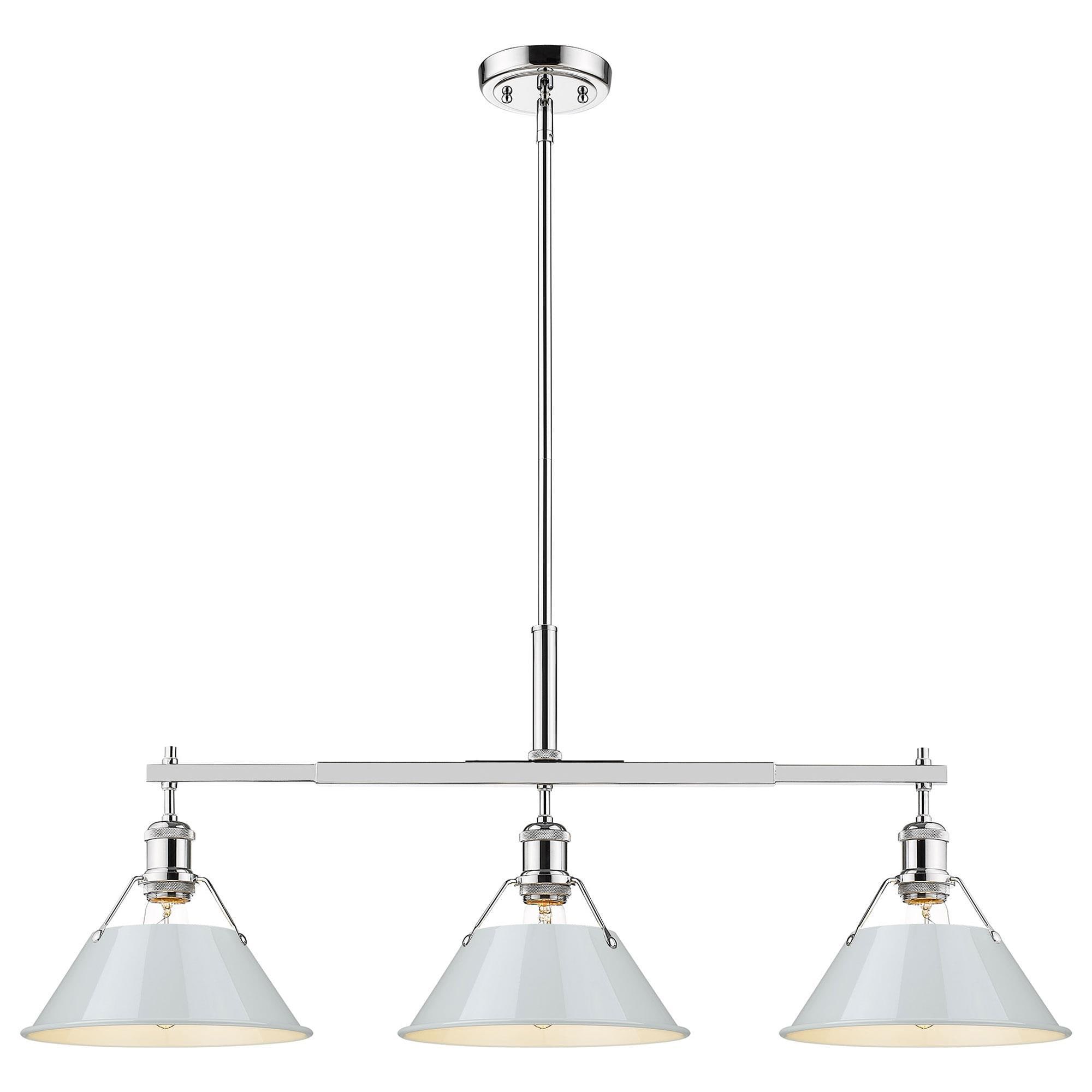 Golden Lighting Orwell 3-Light Linear Pendant with Dusky Blue Shade in ...