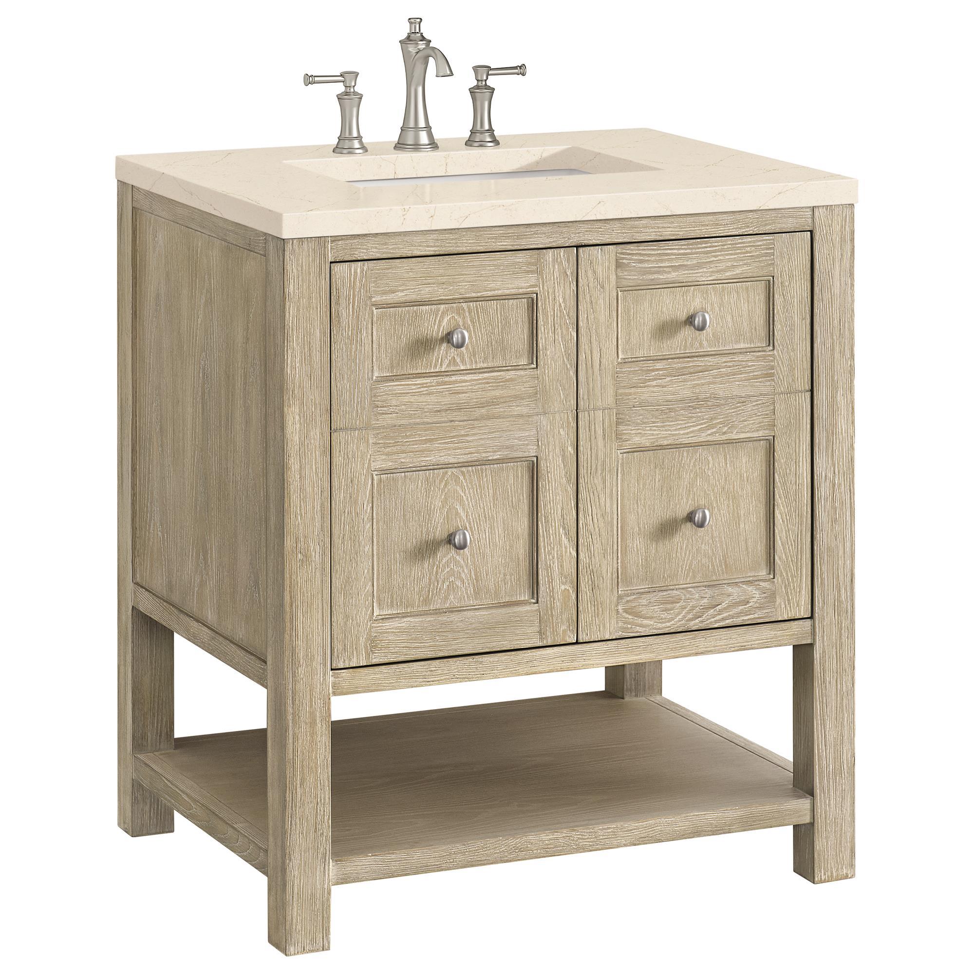 James Martin Vanities Breckenridge 30" Single Vanity inWhitewashed Oak with 3 cm Eternal Marfil ...