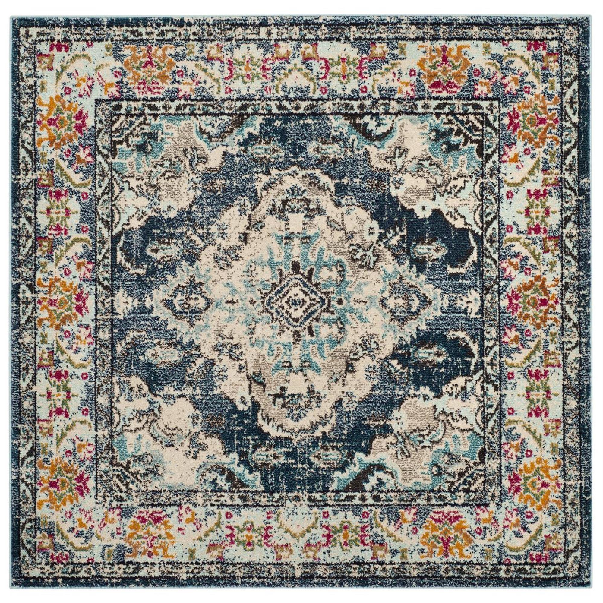 Safavieh Monaco MNC243N-3SQ 3' x 3' Navy/Light Blue Square Rug
