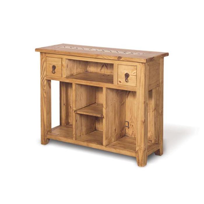 Santa Fe Rustic Marble Sofa Table in Light Wax | Nebraska Furniture Mart