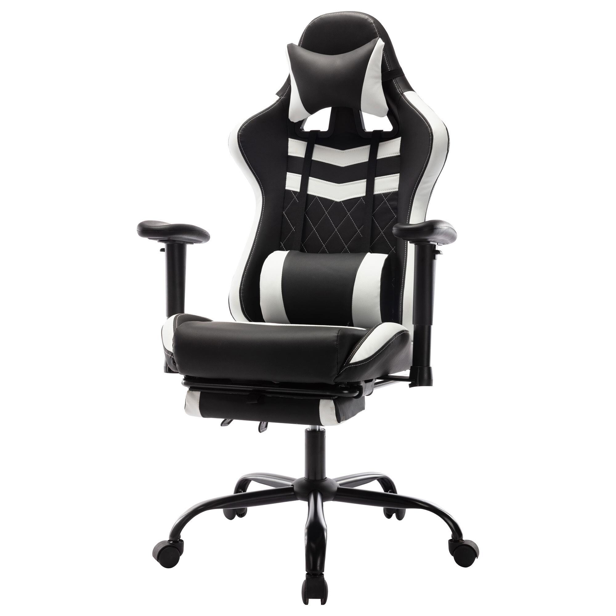 Furniture of America Felix Gaming Chair in White and Black
