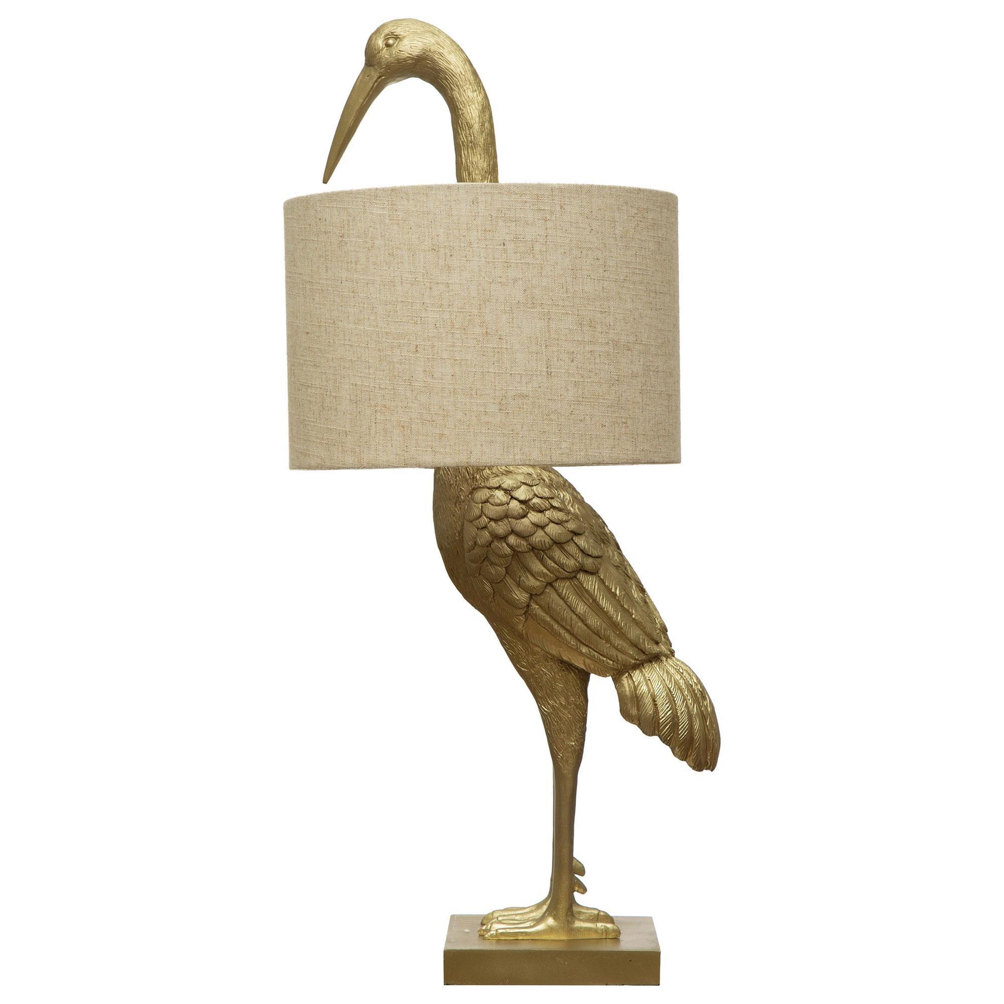Teak Interiors Obsidian Bird Table Lamp in Gold | Shop NFM