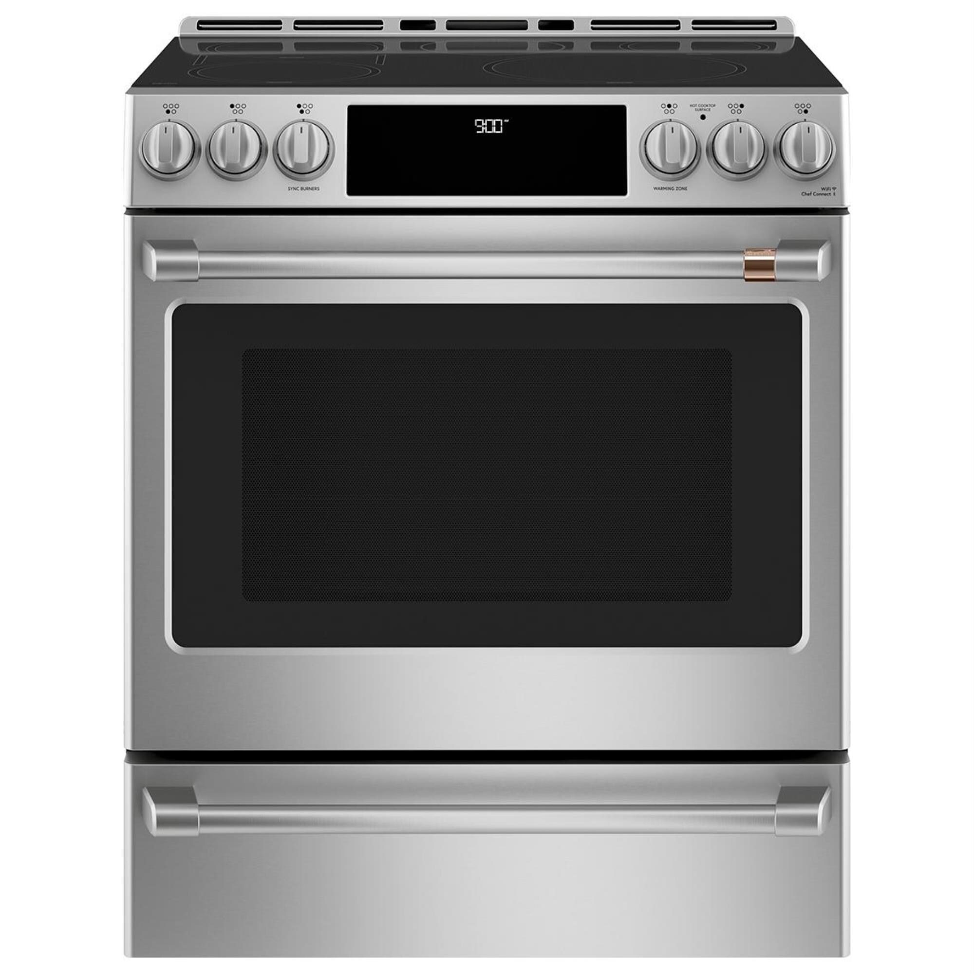 GE Cafe 30" Slide-In Front Control Induction and Convection Range with ...