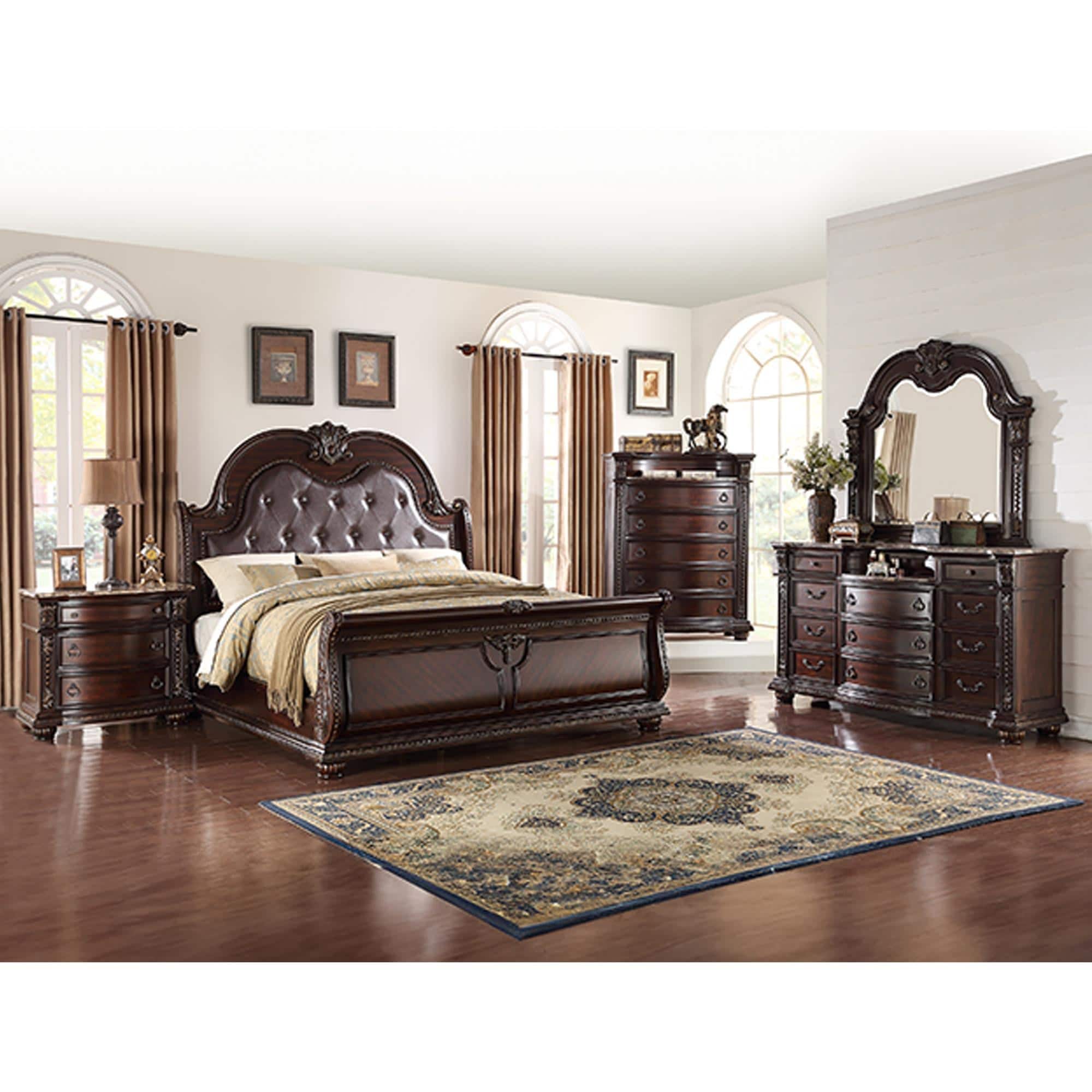 Crown Mark Stanley Dresser Mirror in Rich Brown