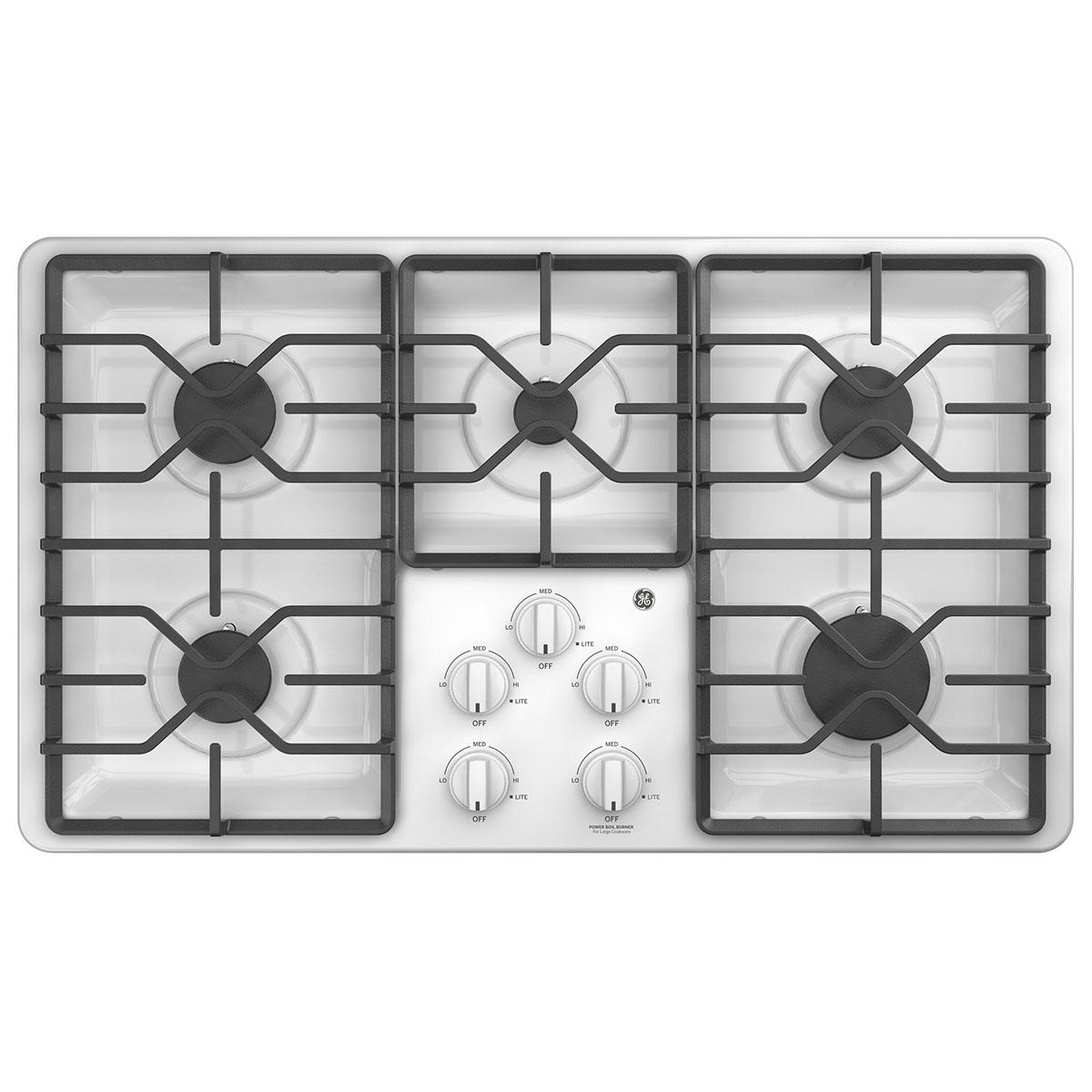 GE Appliances 36" Built-In Gas Cooktop in White | Nebraska Furniture Mart
