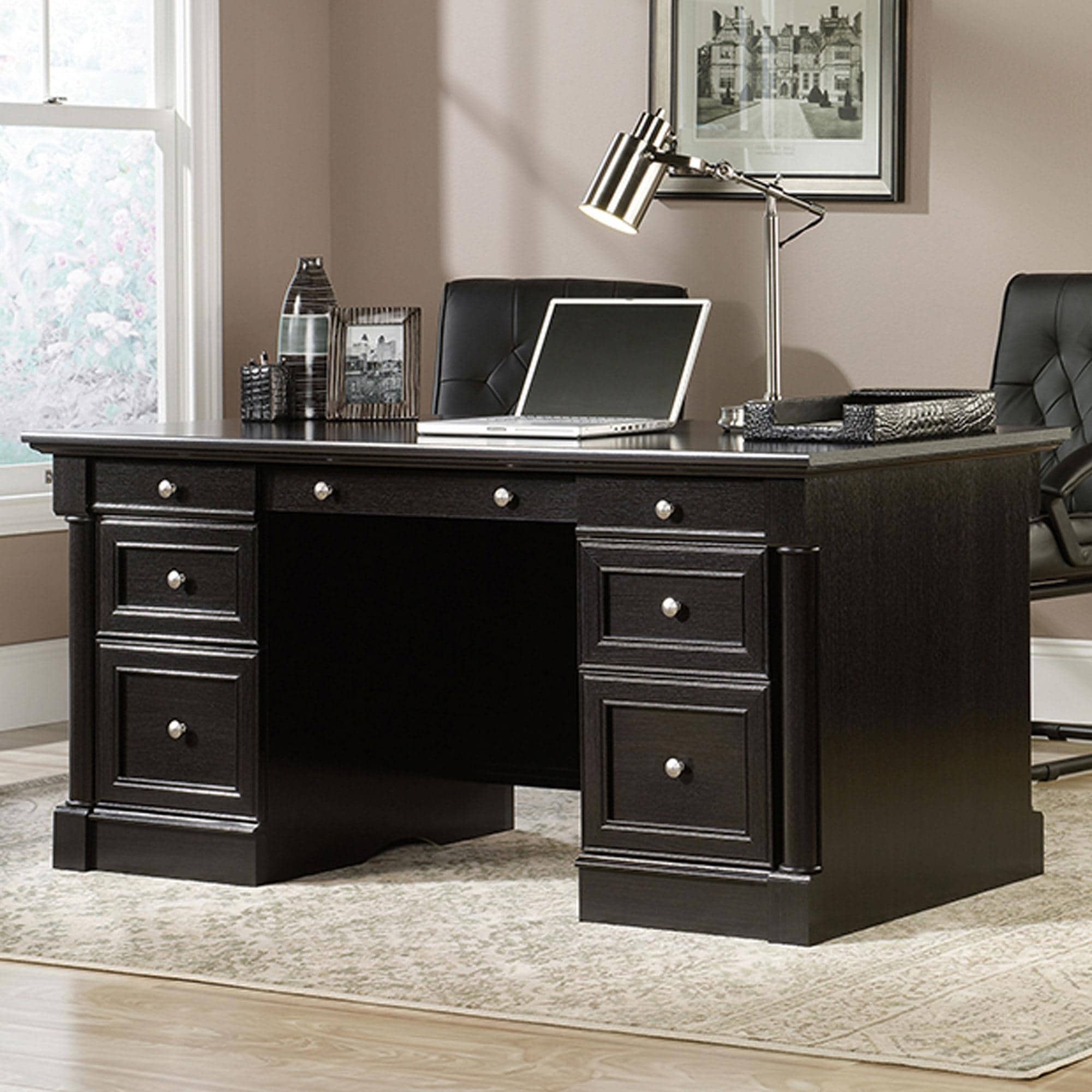 Sauder Palladia Executive Desk in Wind Oak