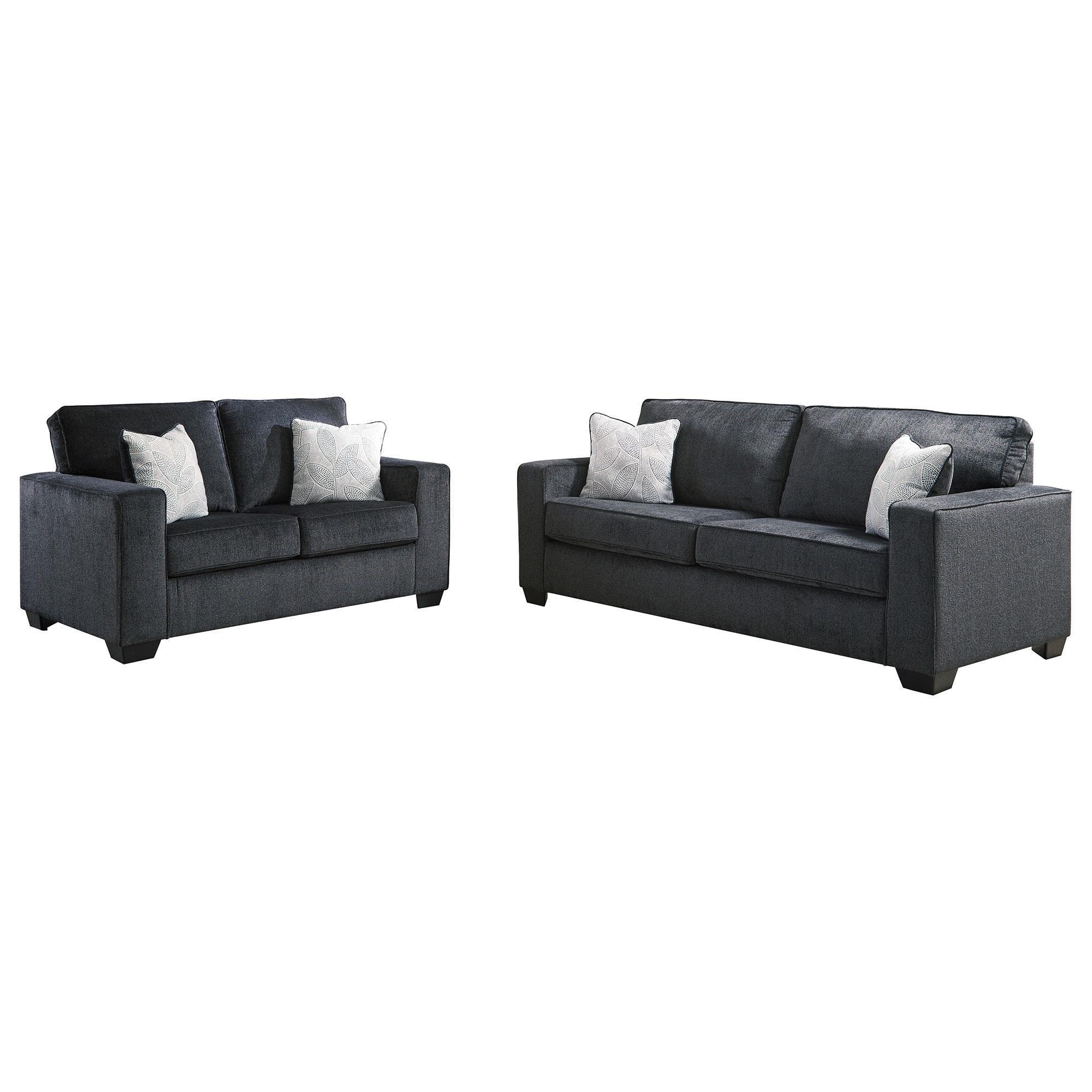 Ashley Altari Stationary Sofa and Loveseat Set in Slate