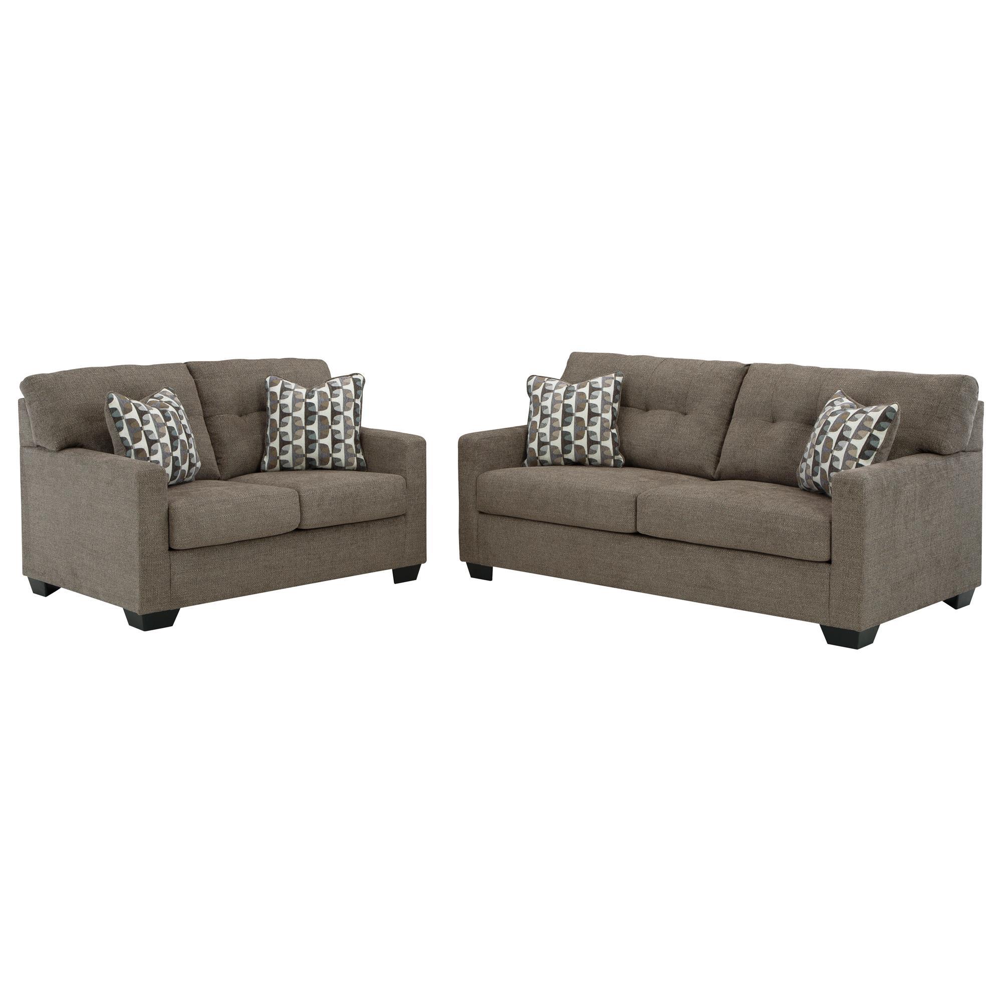 Ashley Mahoney Stationary Sofa and Loveseat Set in Chocolate