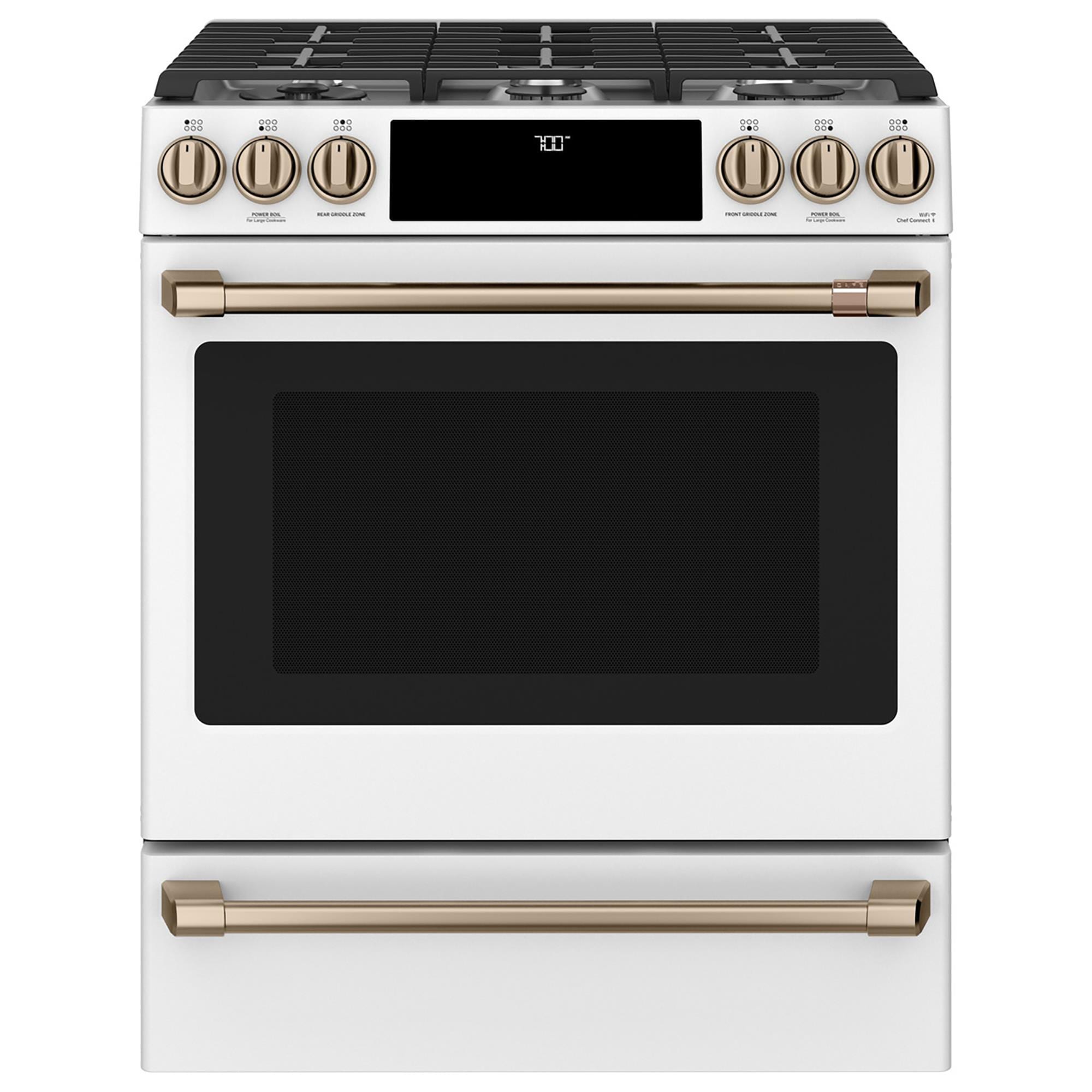Cafe 5.6 Cu. Ft. Smart Slide-In Gas Range in Matte White
