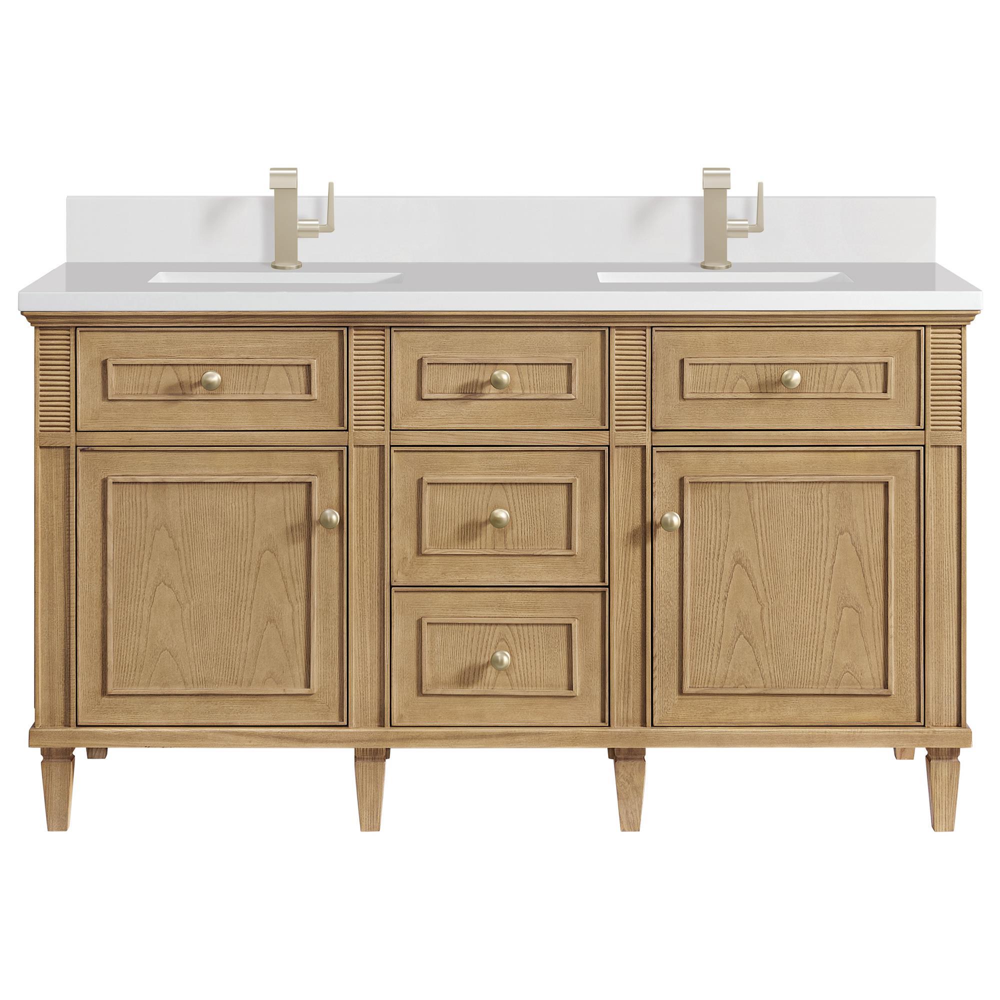 James Martin Lorelai 60" Double Vanity in Light Natural Oak with 3 cm ...