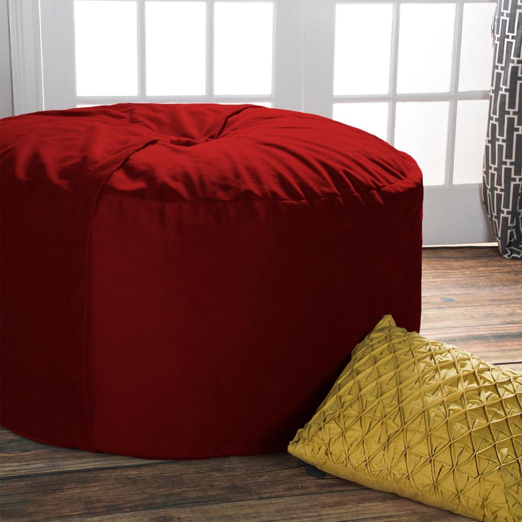 Jaxx 4' Round Bean Bag with Removable Cover in Cinnabar