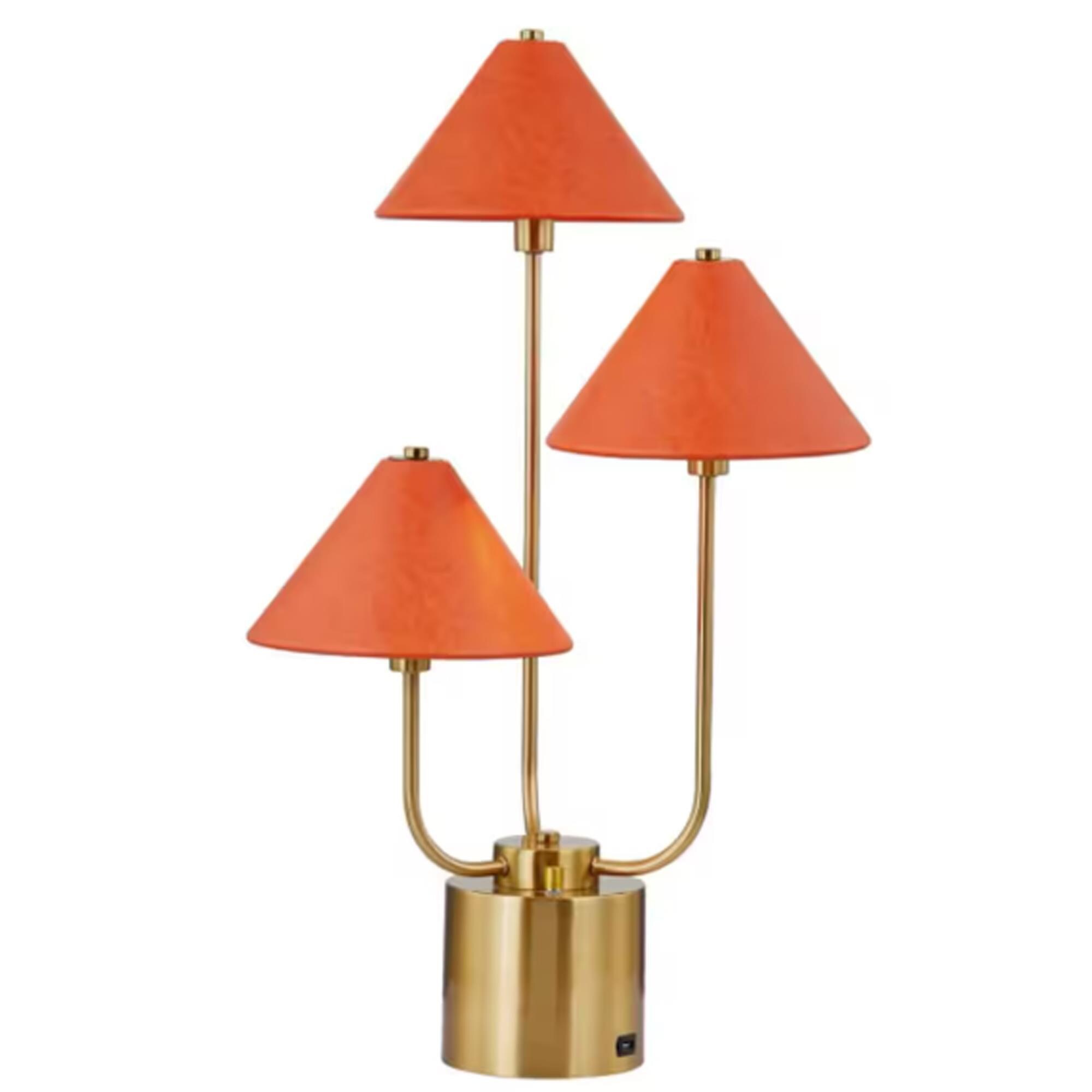 Anthony California 31" Leather Table Lamp in Orange