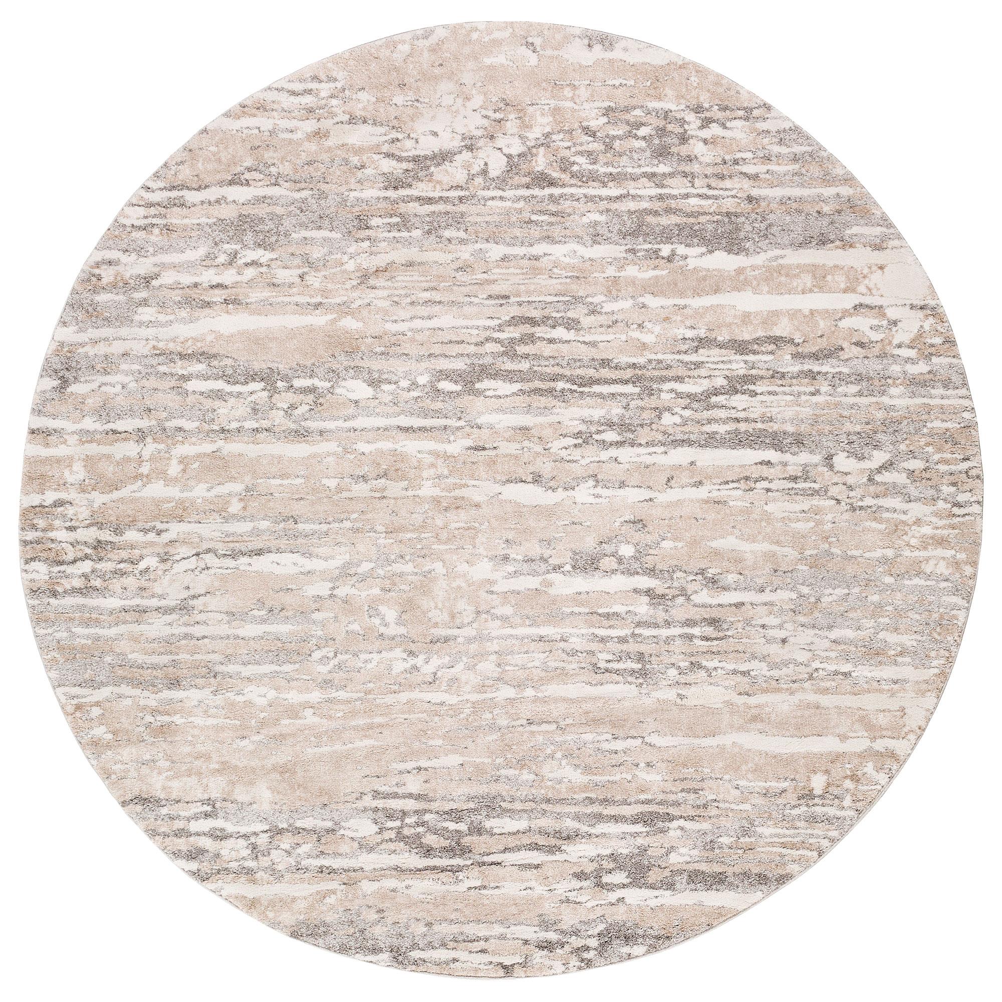 Surya Venice VNE-2302 7'9" Round Light Gray, Camel and Ivory Area Rug | NFM