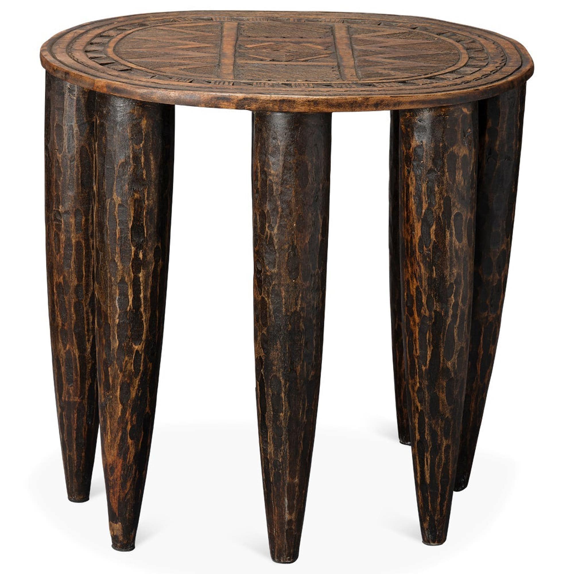 Splendor Living Ingram Mango Wood Side Table in Dark Antique