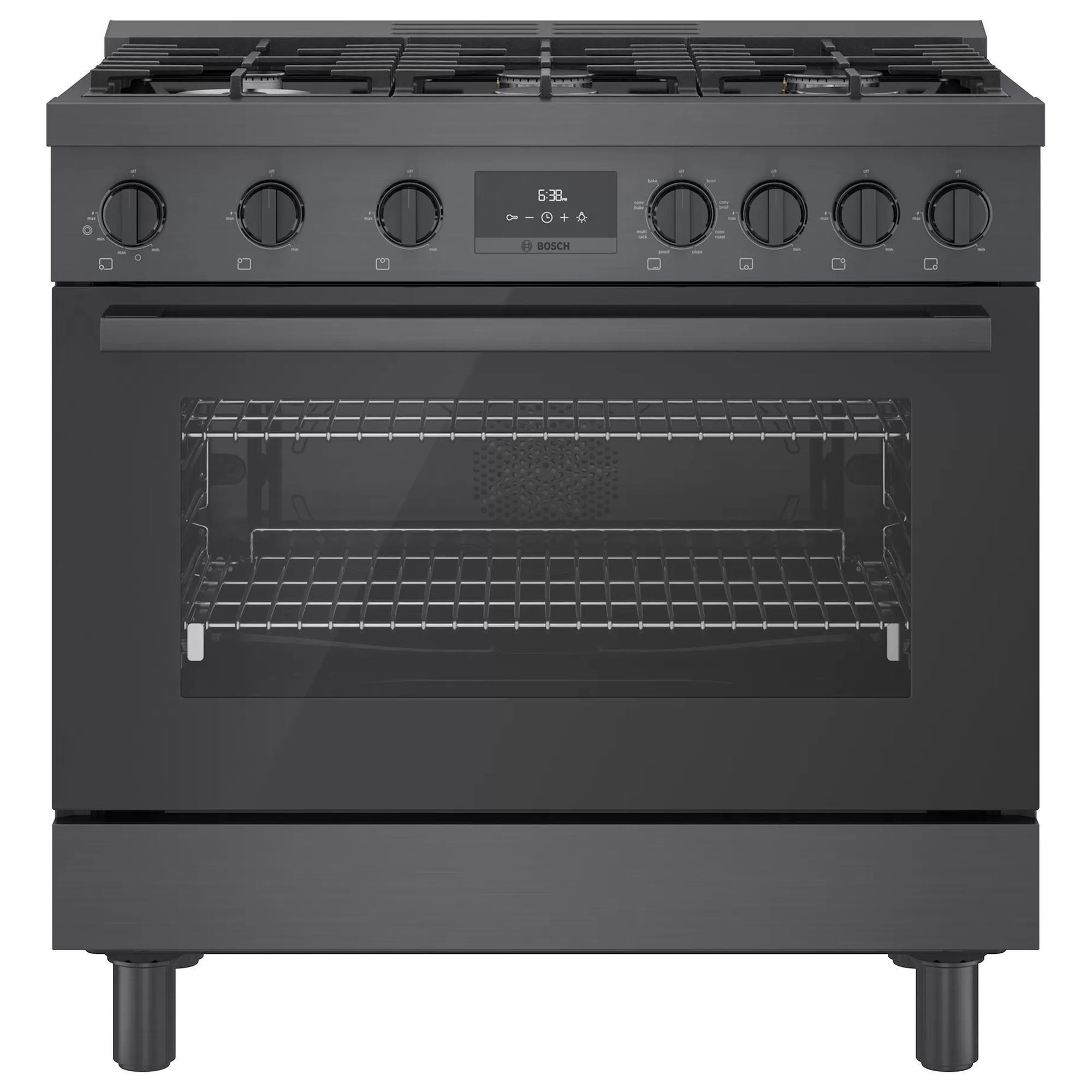 Bosch 36" Freestanding Dual Fuel Range in Black Stainless Steel | NFM