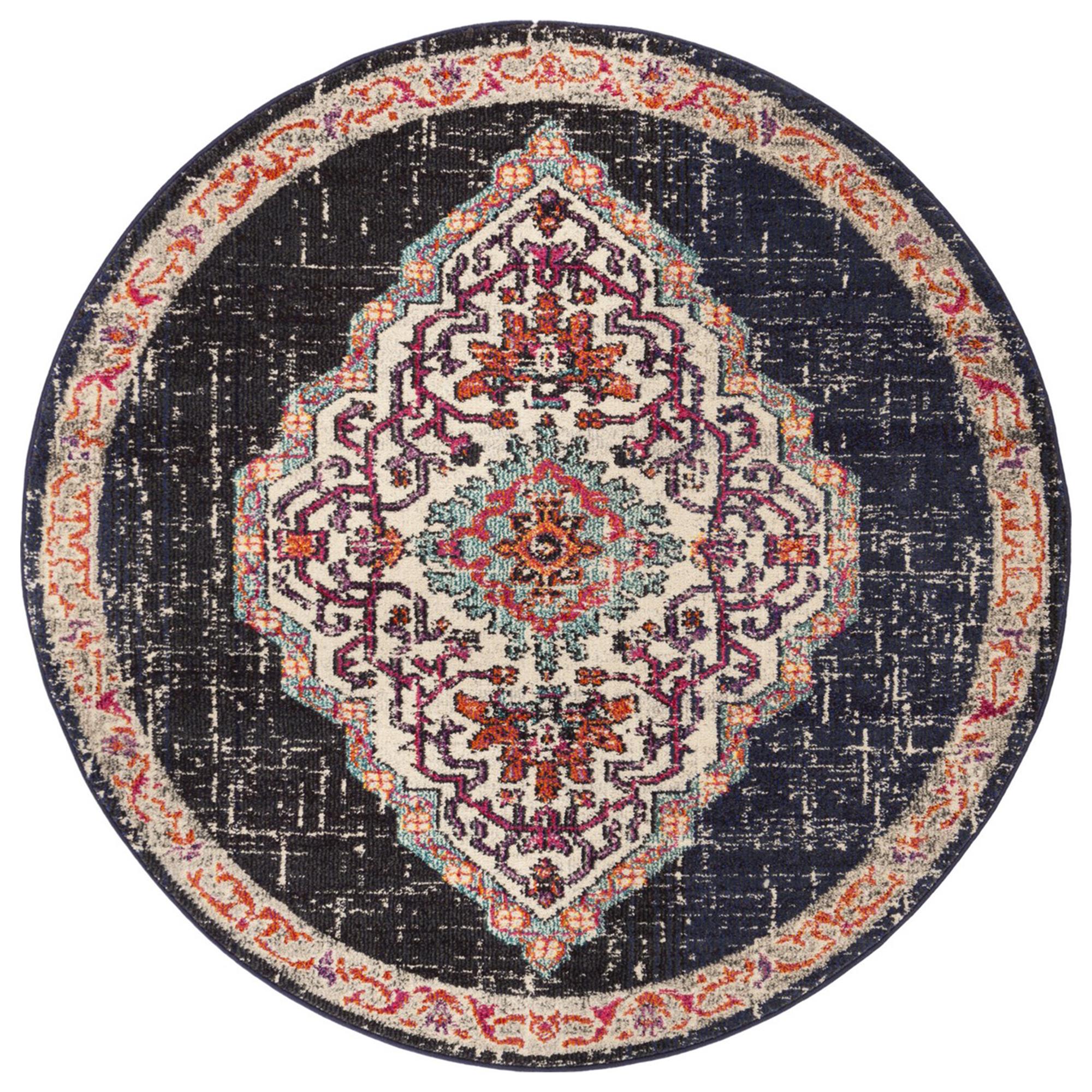 Safavieh Monaco MNC254Z 5' Round Black and Blue Area Rug