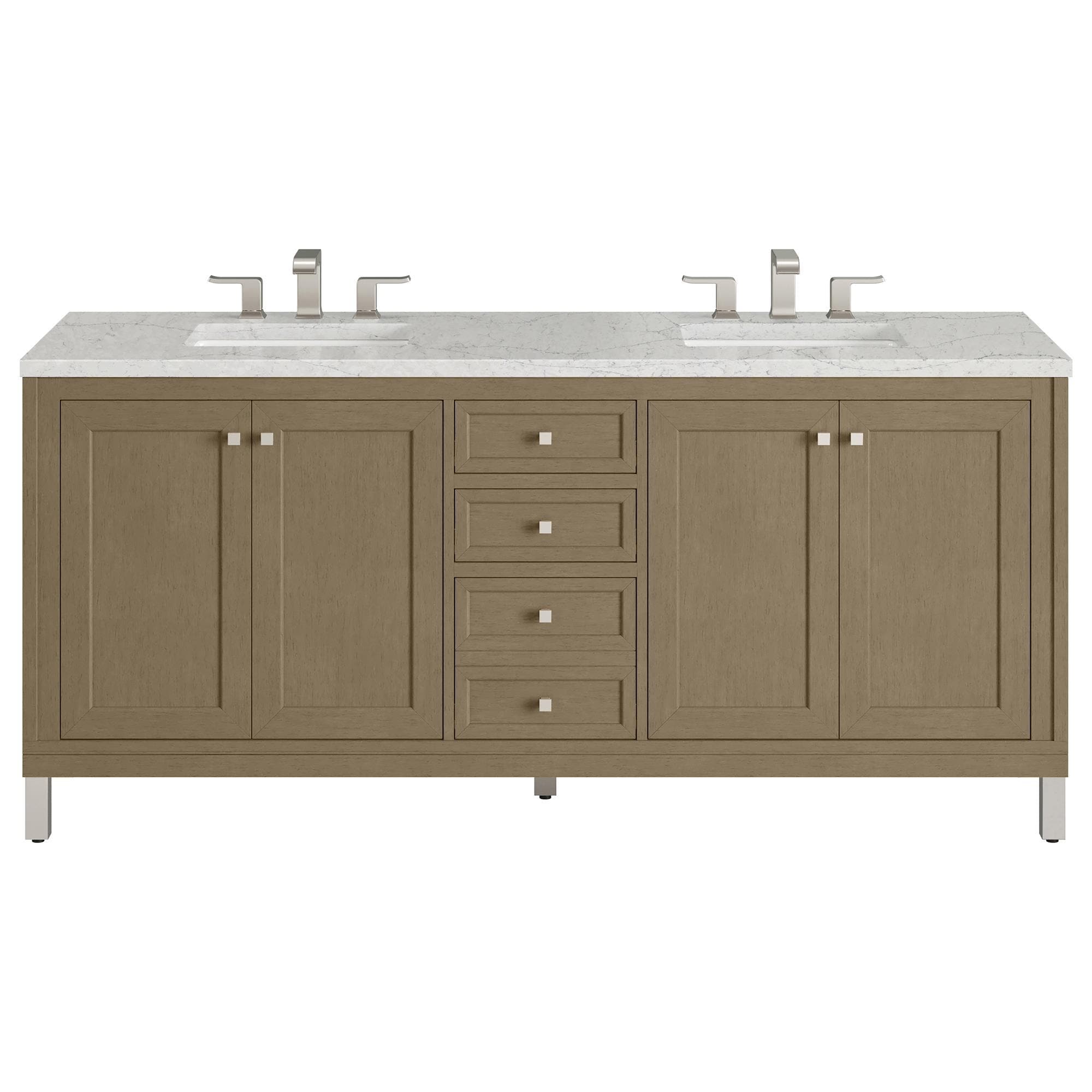 James Martin Vanities Chicago 72" Double Bathroom Vanity in Walnut ...