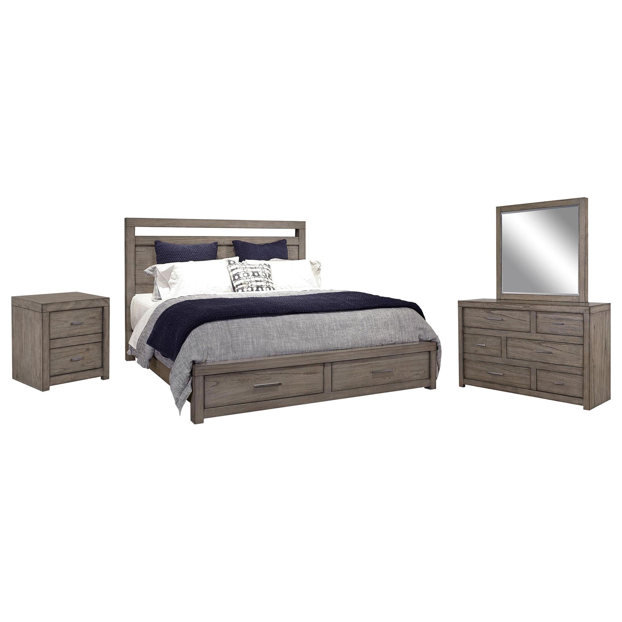 Riva Ridge Modern Loft 4-Piece Queen Bedroom Set in Greystone