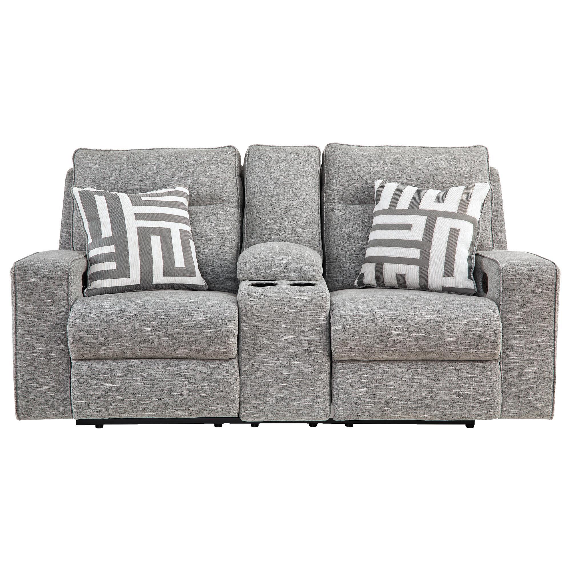 Ashley Biscoe Power Reclining Loveseat in Pewter