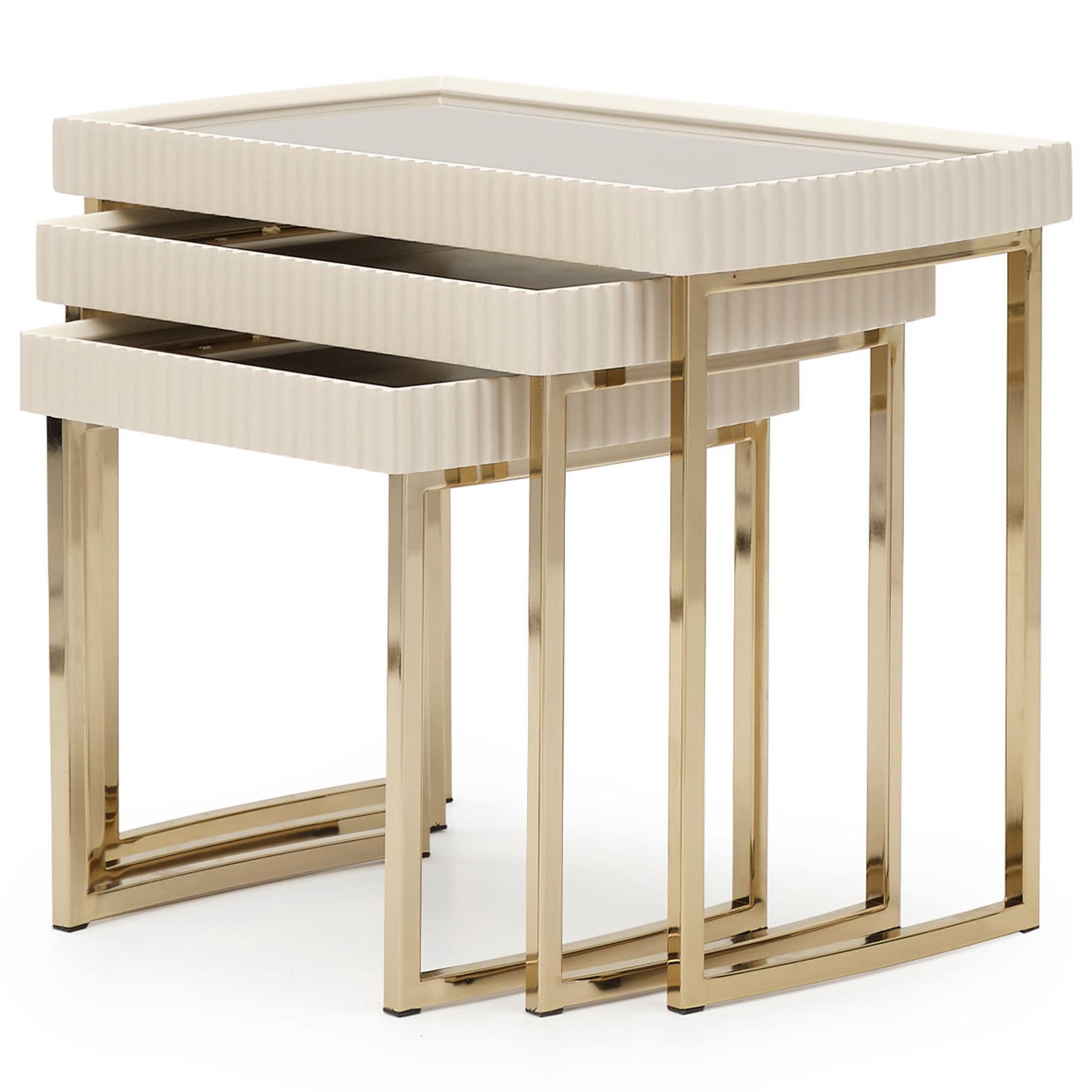 Vista Haus Lisbon 3-Piece Nesting Table Set in Silken Matte Cream