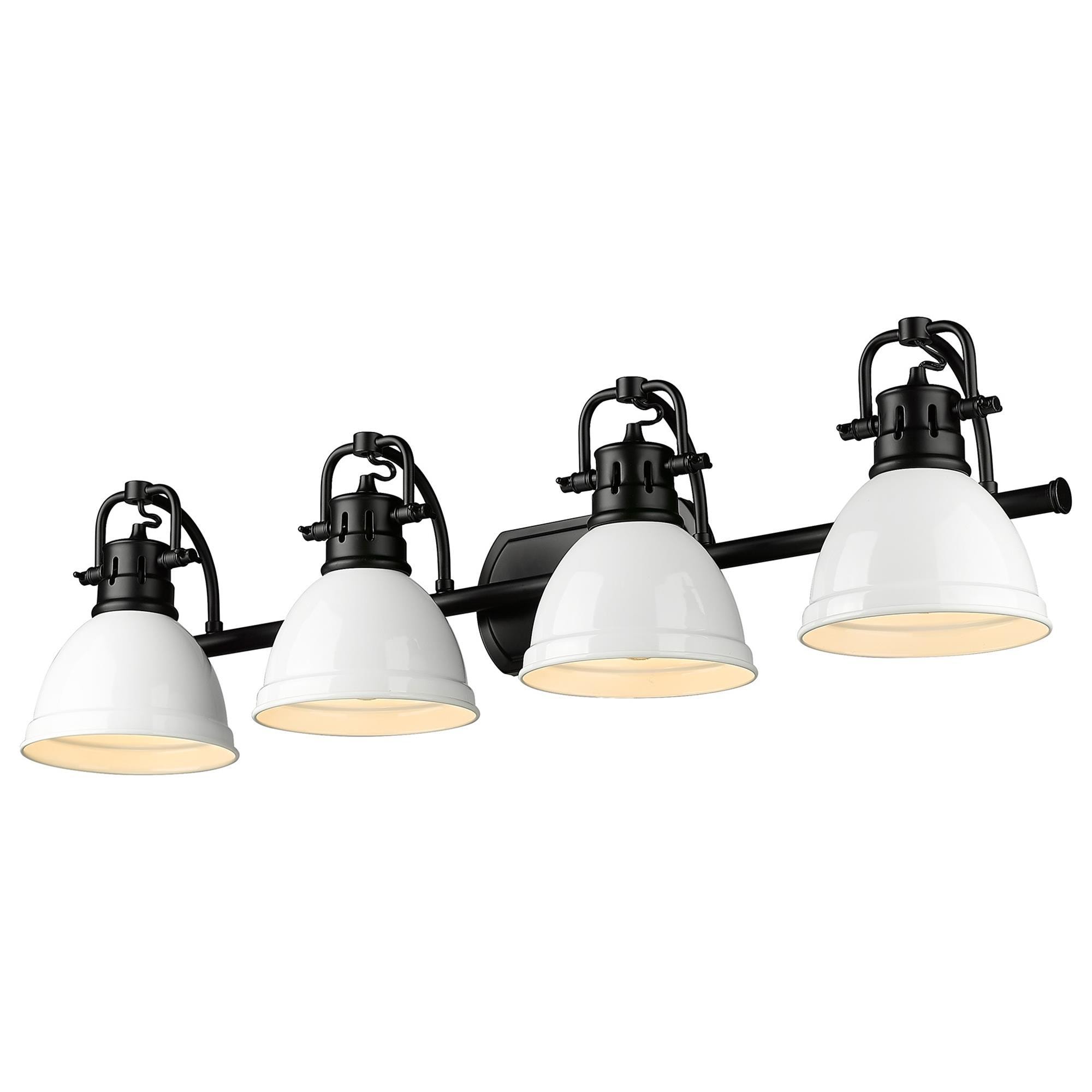 Golden Lighting Duncan 4-Light Vanity Light with White Shade in Matte Black