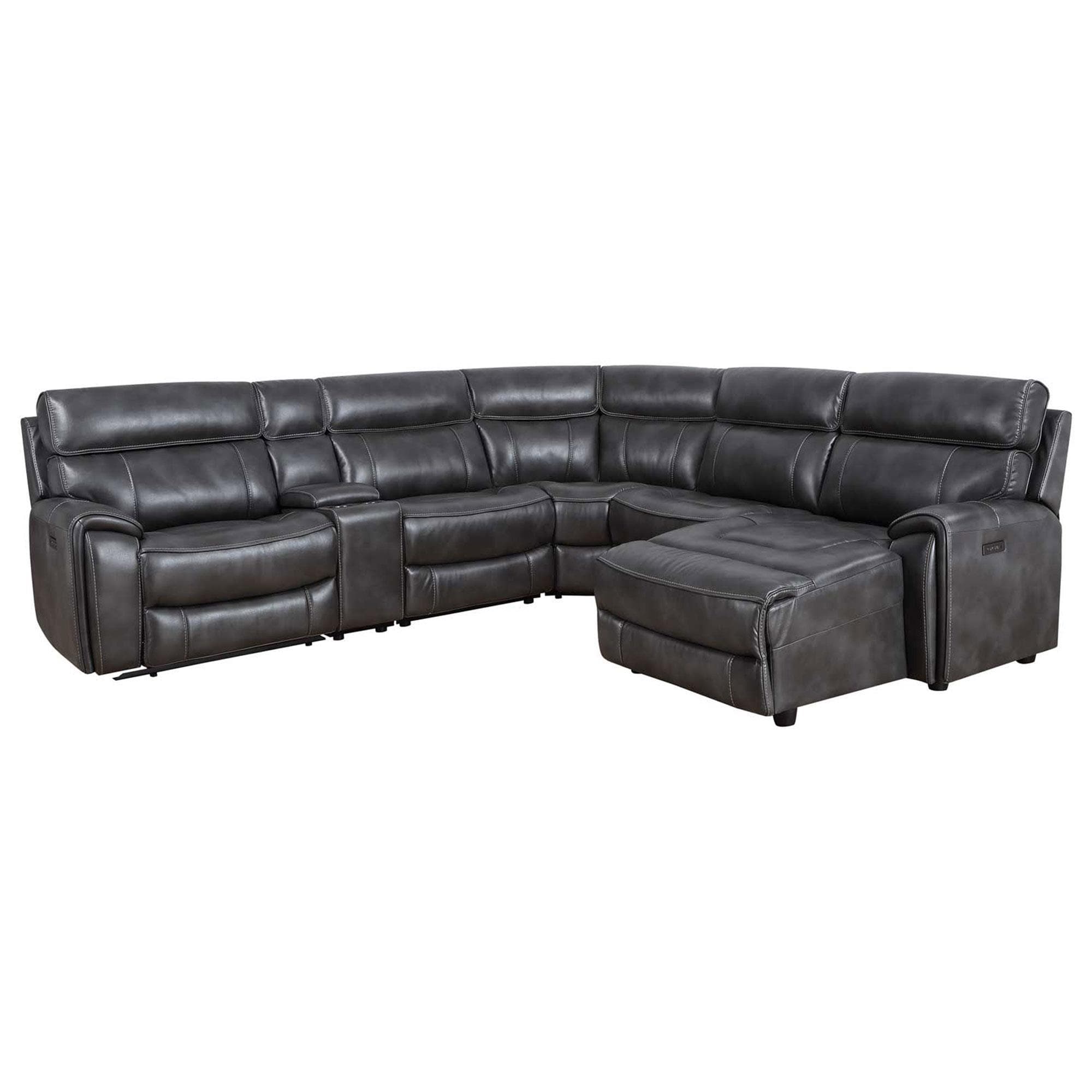 Crystal City Provo 6-Piece Dual Power Chaise Sectional in Smoked Grey