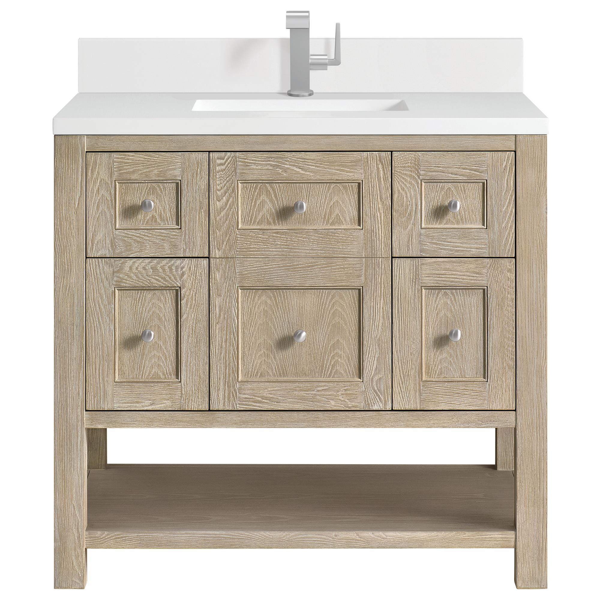 James Martin Breckenridge 36" Single Vanity in Whitewashed Oak with ...