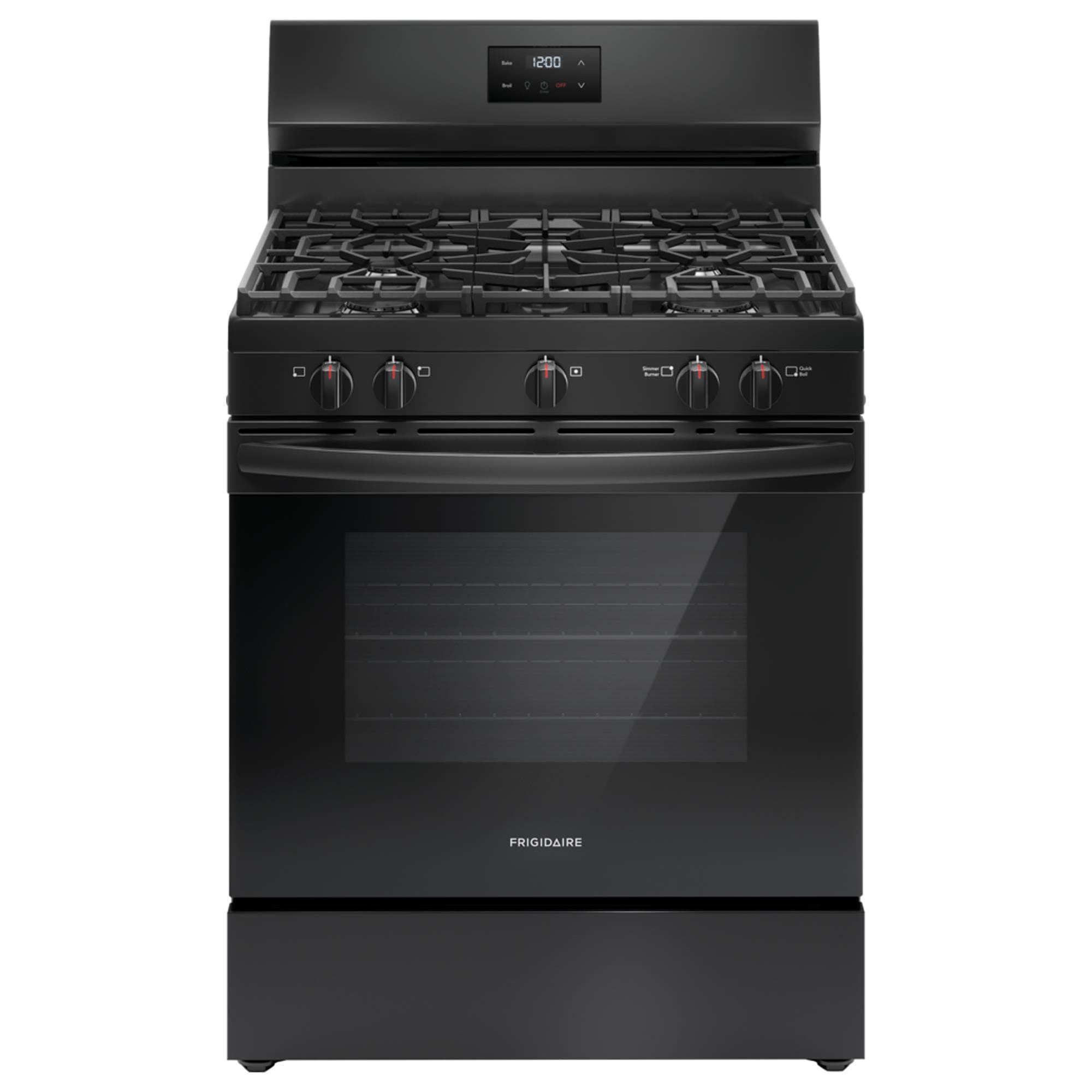 Frigidaire 30" Freestanding Gas Range with Quick Boil Burner in Black