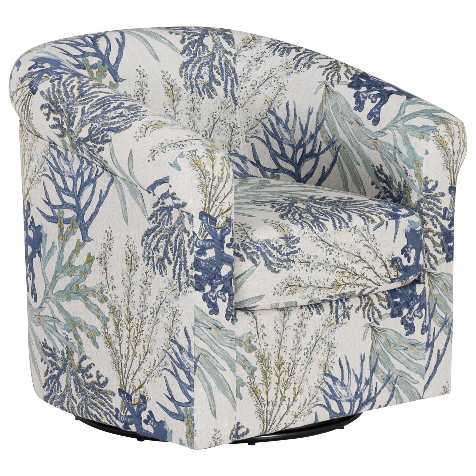 Linon Home Decor Bonnie Swivel Club Chair in Ocean Blue and White