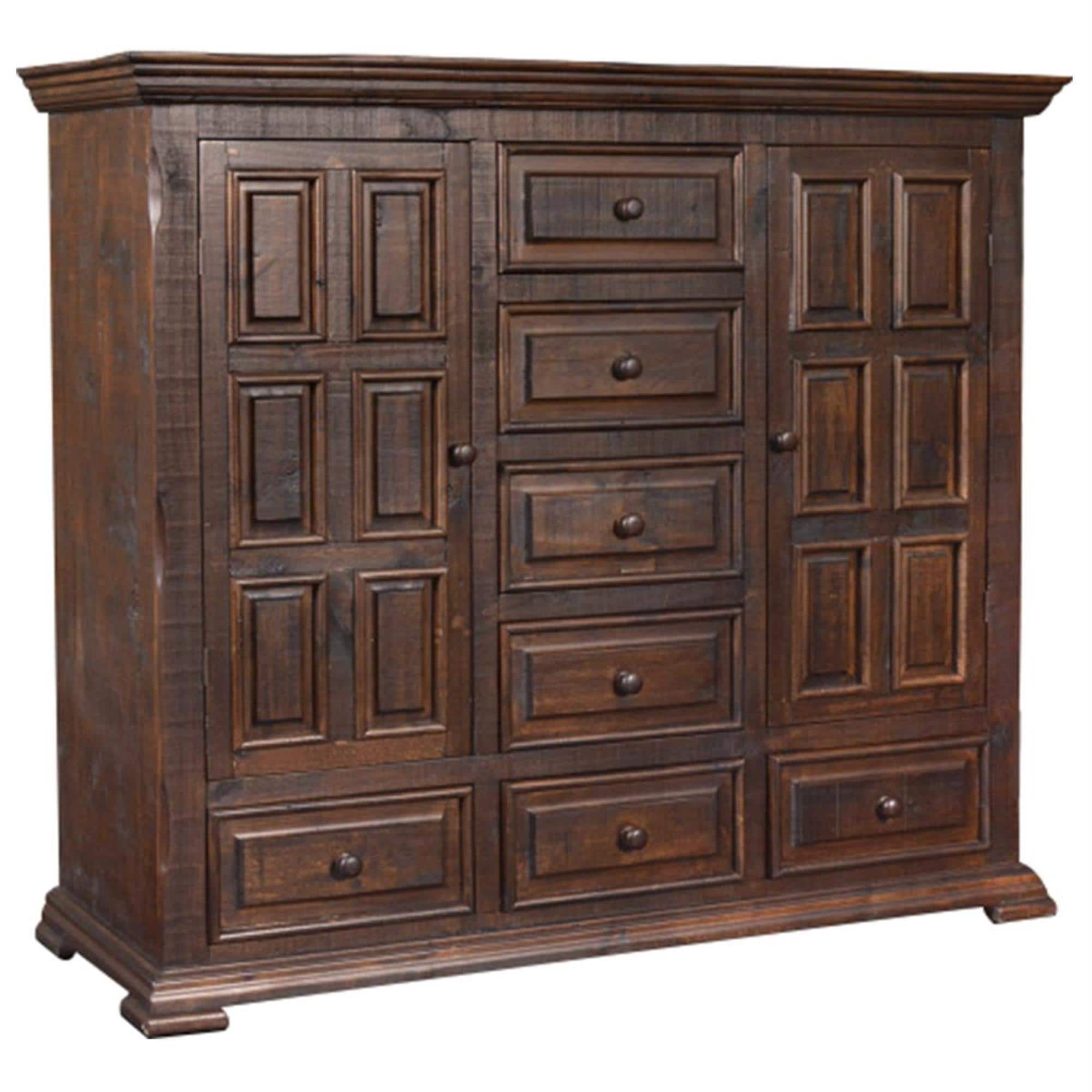 Sunset Bay Marquis Master 7 Drawer 2 Door Chest in Distressed Brown