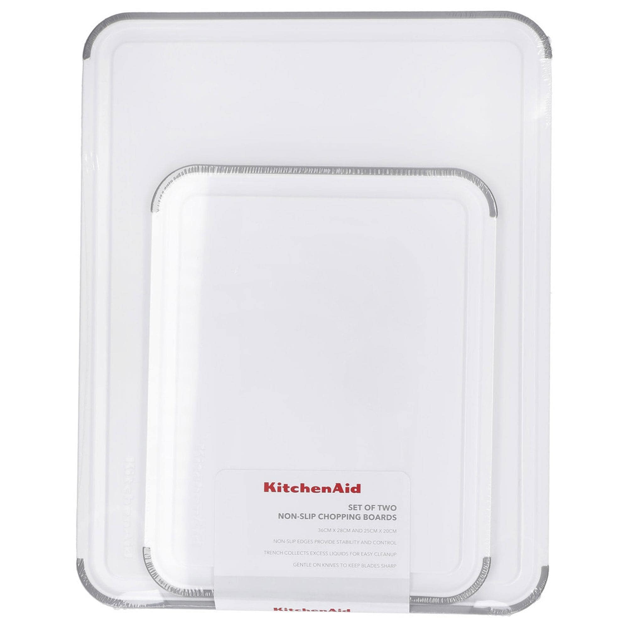 KitchenAid 2-Piece Polypropylene Chopping Board Set in White and Gray