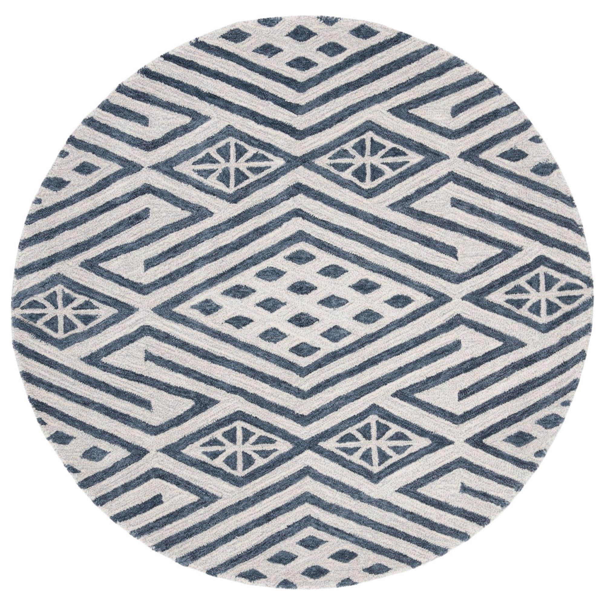 Safavieh Micro-Loop MLP611M 5' Round Blue and Ivory Area Rug