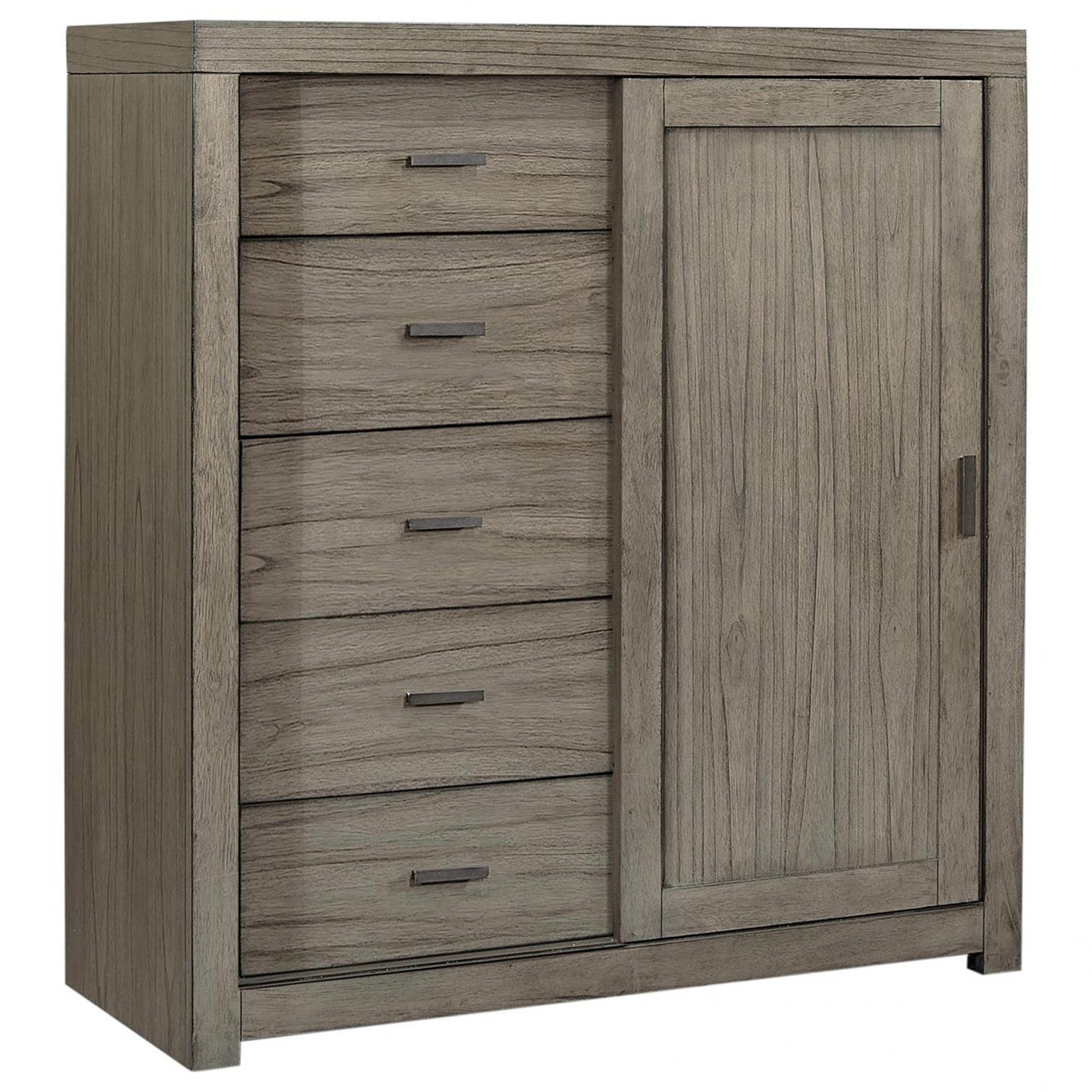 Riva Ridge Modern Loft 6-Drawer Sliding Door Chest in Greystone