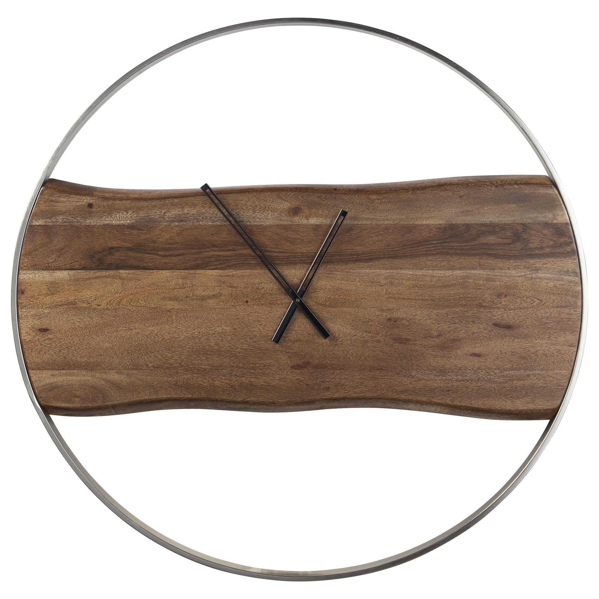 Ashley Panchali Wall Clock in Brown and Silver