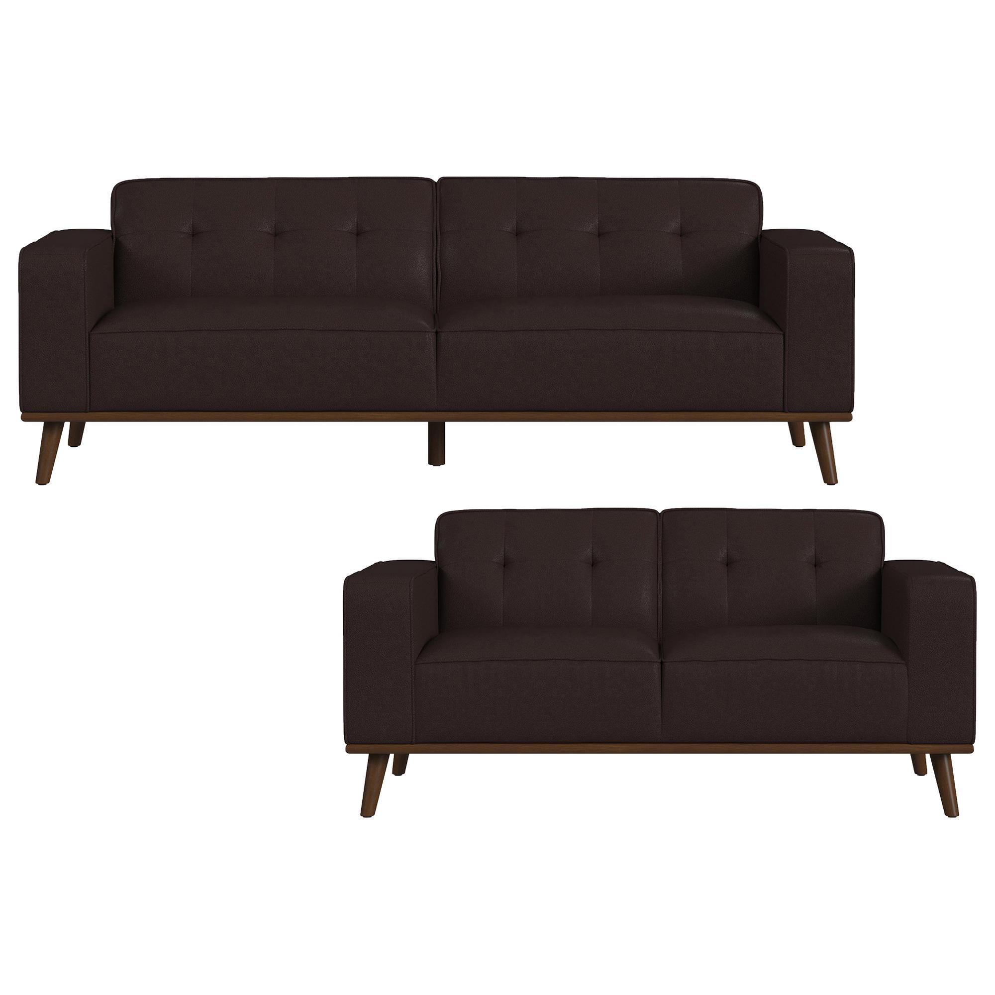 Mayberry Hill Destiny Stationary Sofa and Loveseat Set in Pebble Brown
