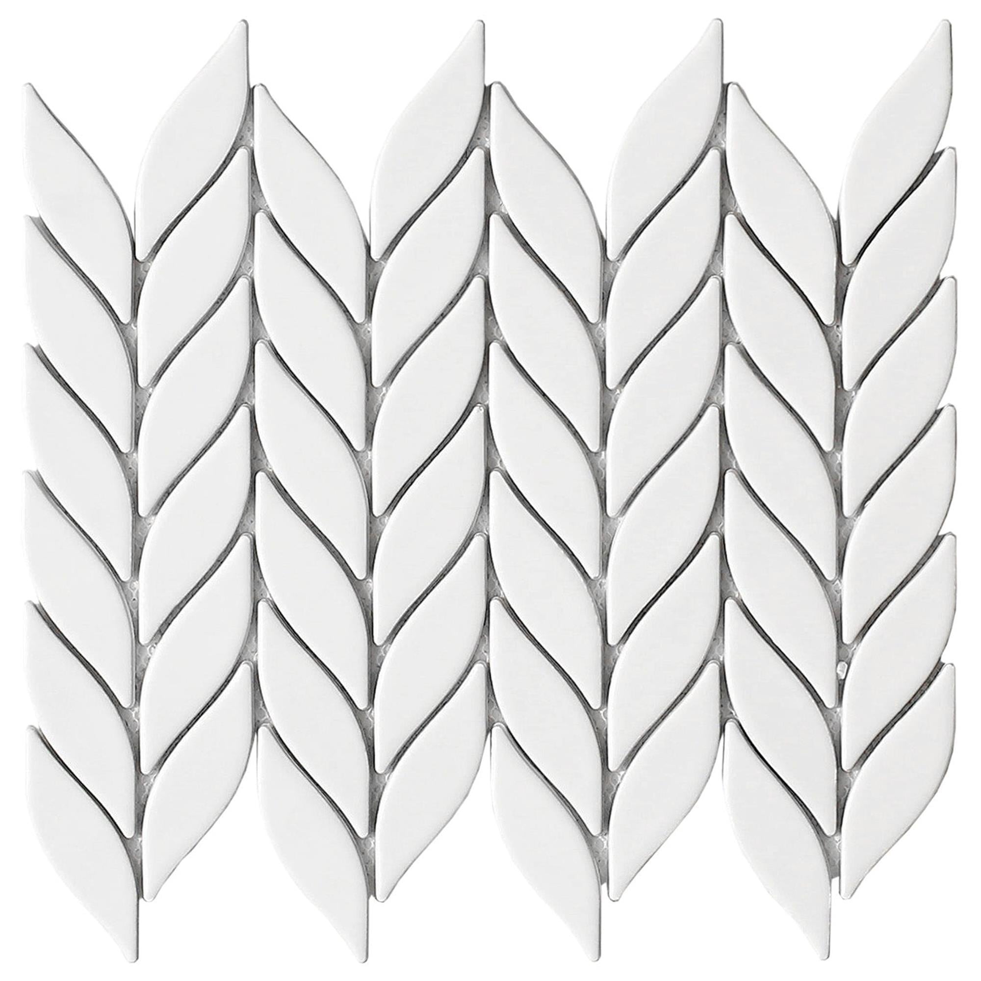Emser Mythos White 11" x 13" Petal Ceramic Mosaic Sheet in White