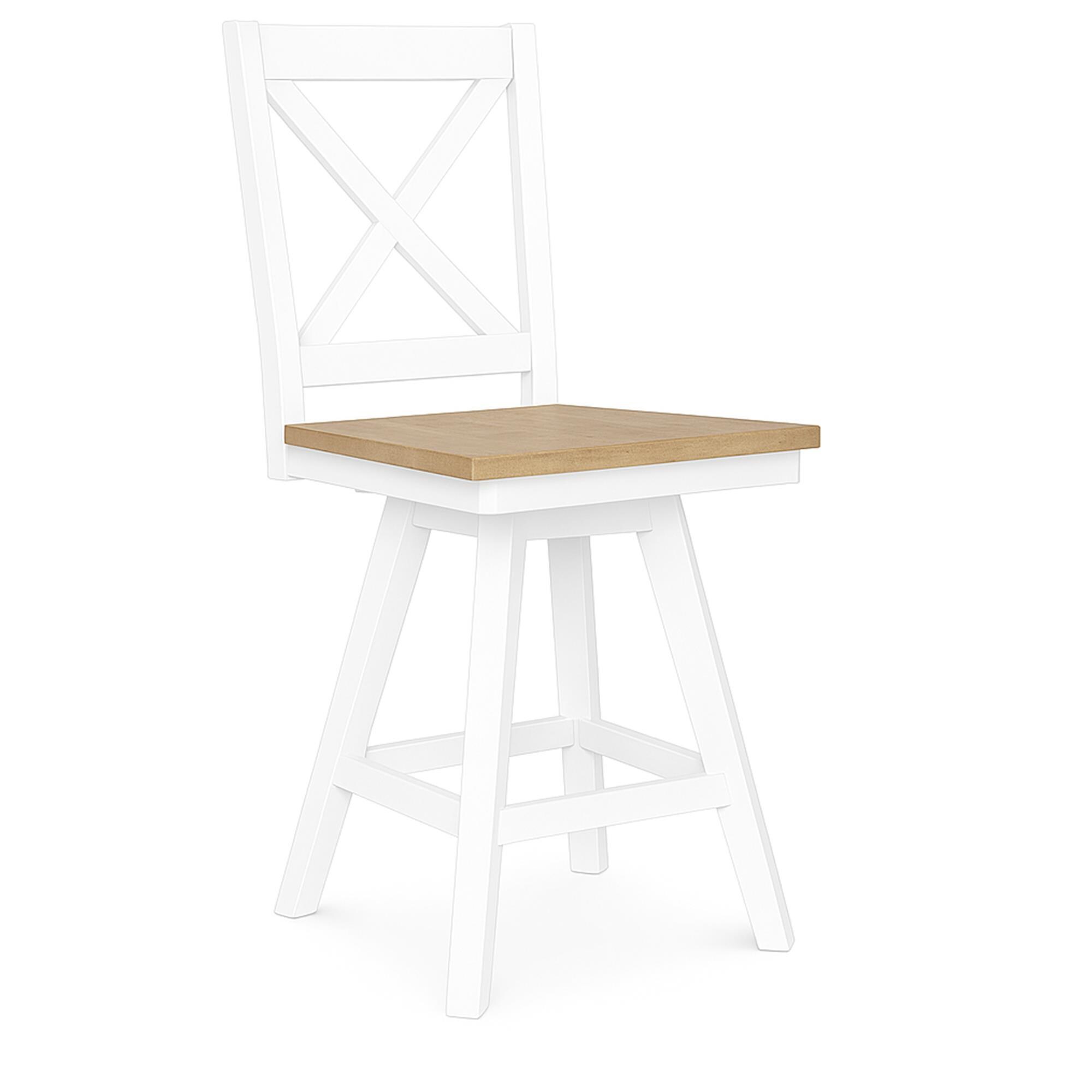 Urban Styles Highland Swivel Counter Stool in Whitewash and Natural