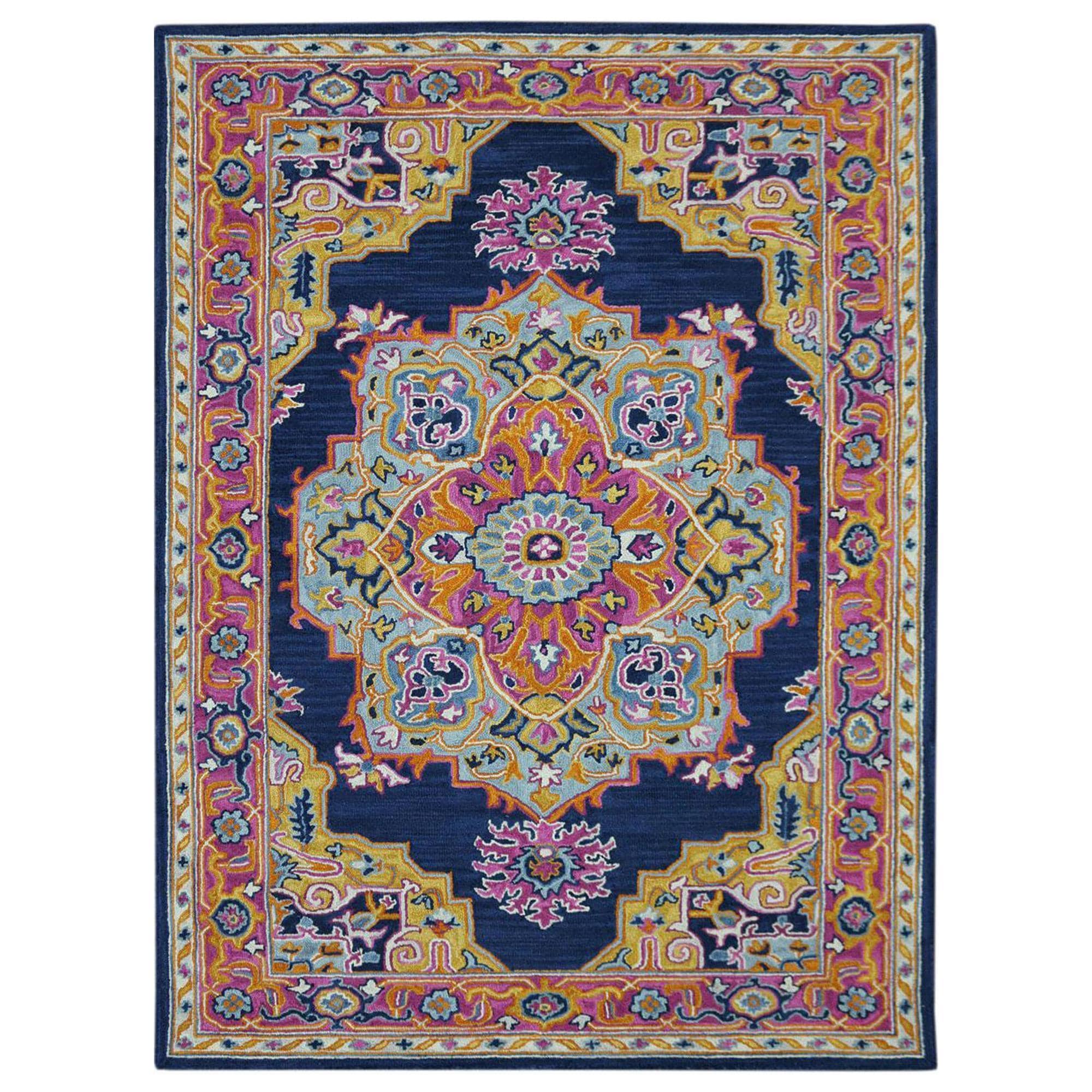 Amerr Boho 7'6" x 9'6" Navy and Pink Area Rug
