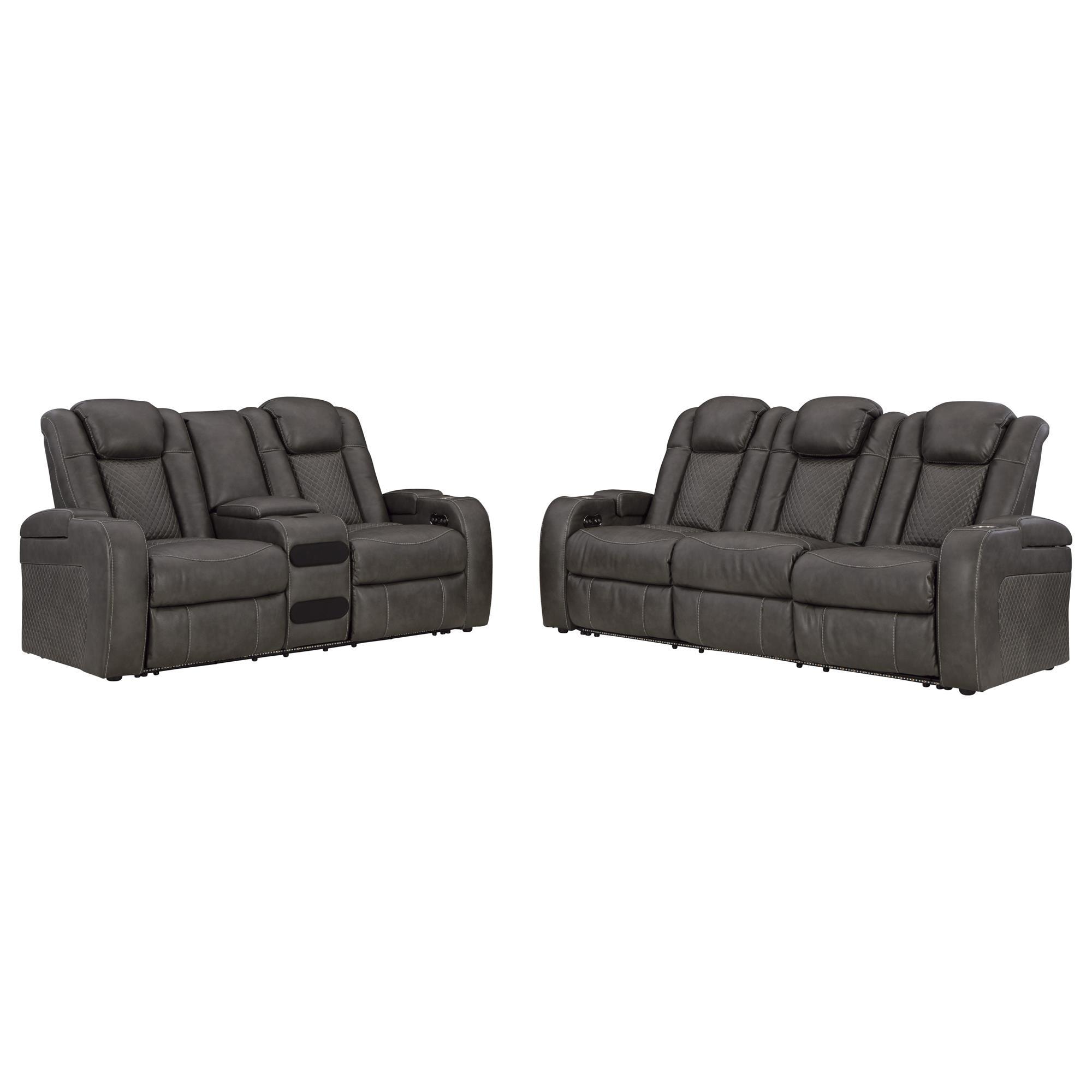Ashley Fyne-Dyme 2-Piece Power Reclining Living Room Set in Shadow