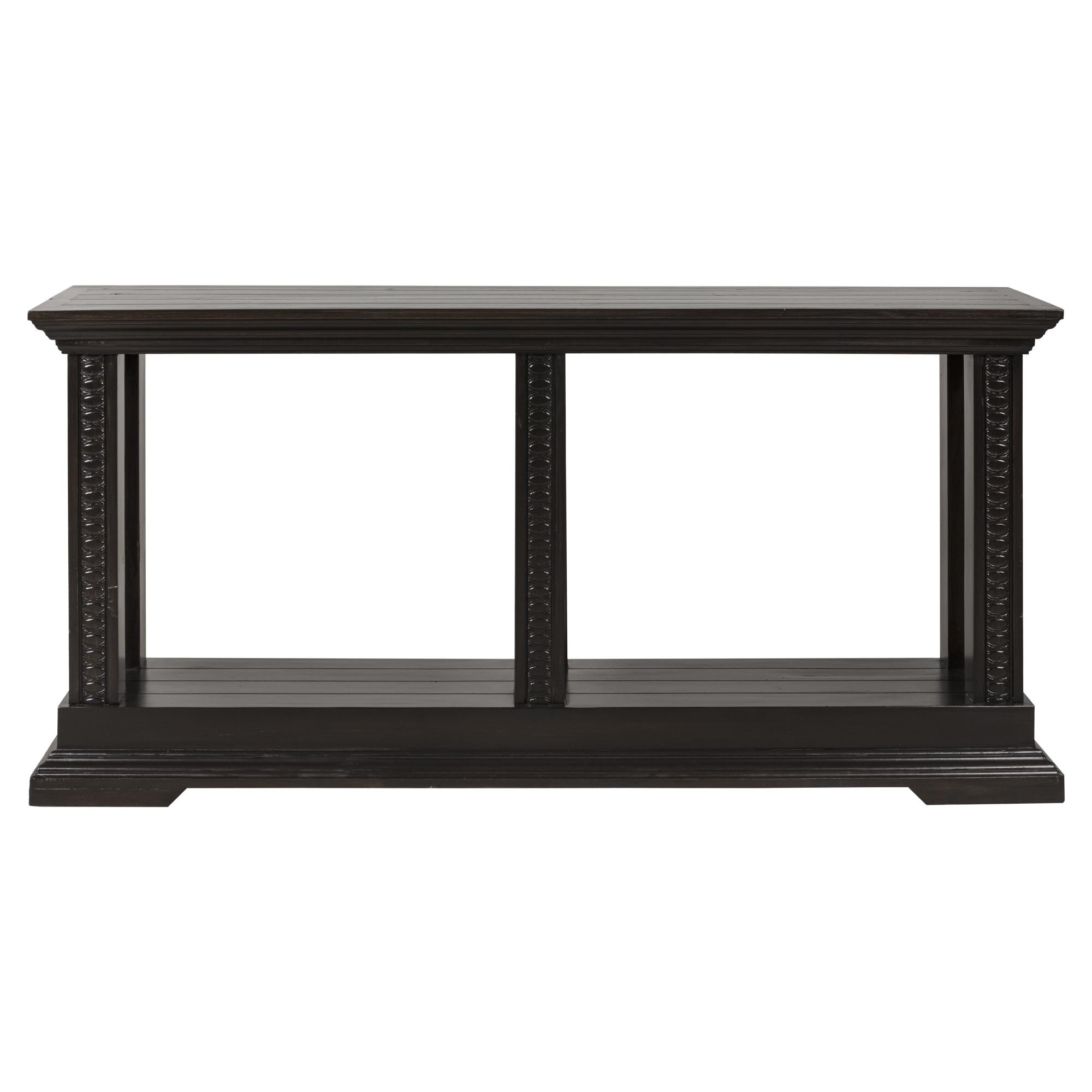 Santa Fe Rustic Pedestal Console Table in Antique Black Brown