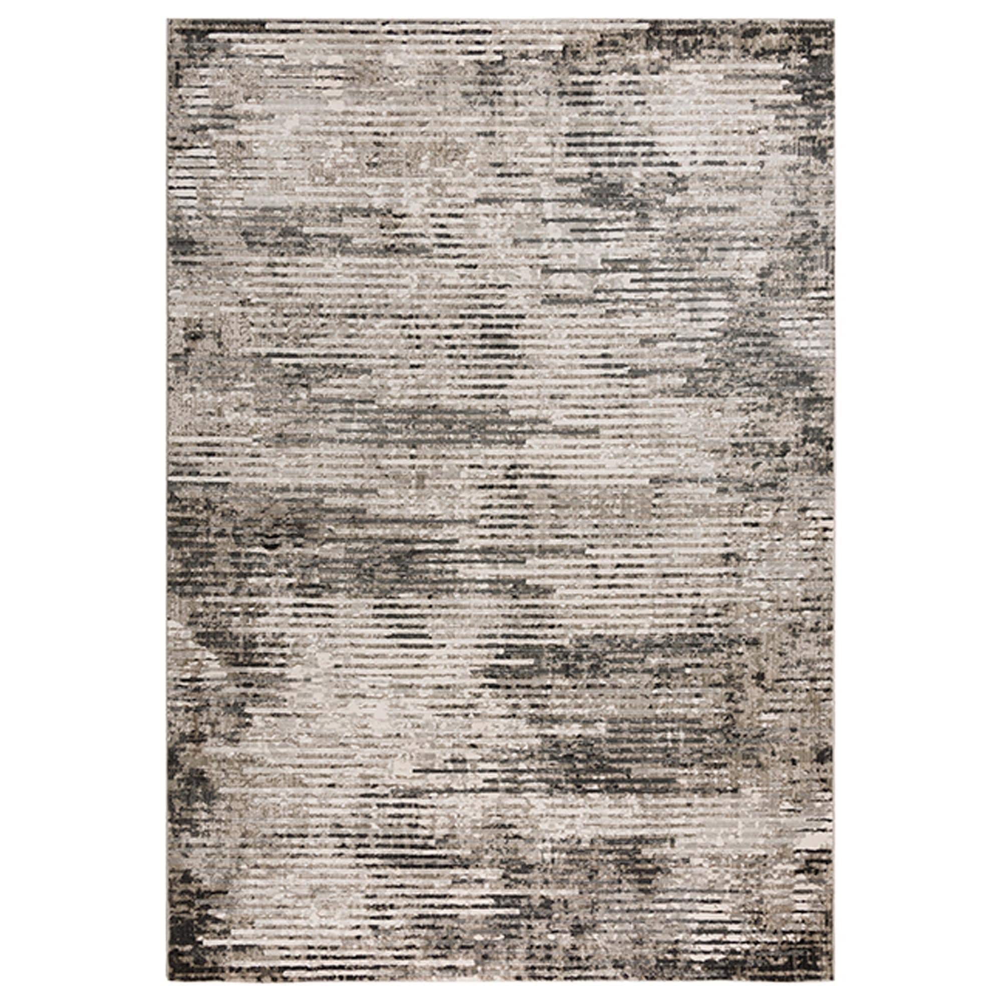 RIZZY Calabria 6'7" x 9'6" Gray, Black and Neutral Area Rug