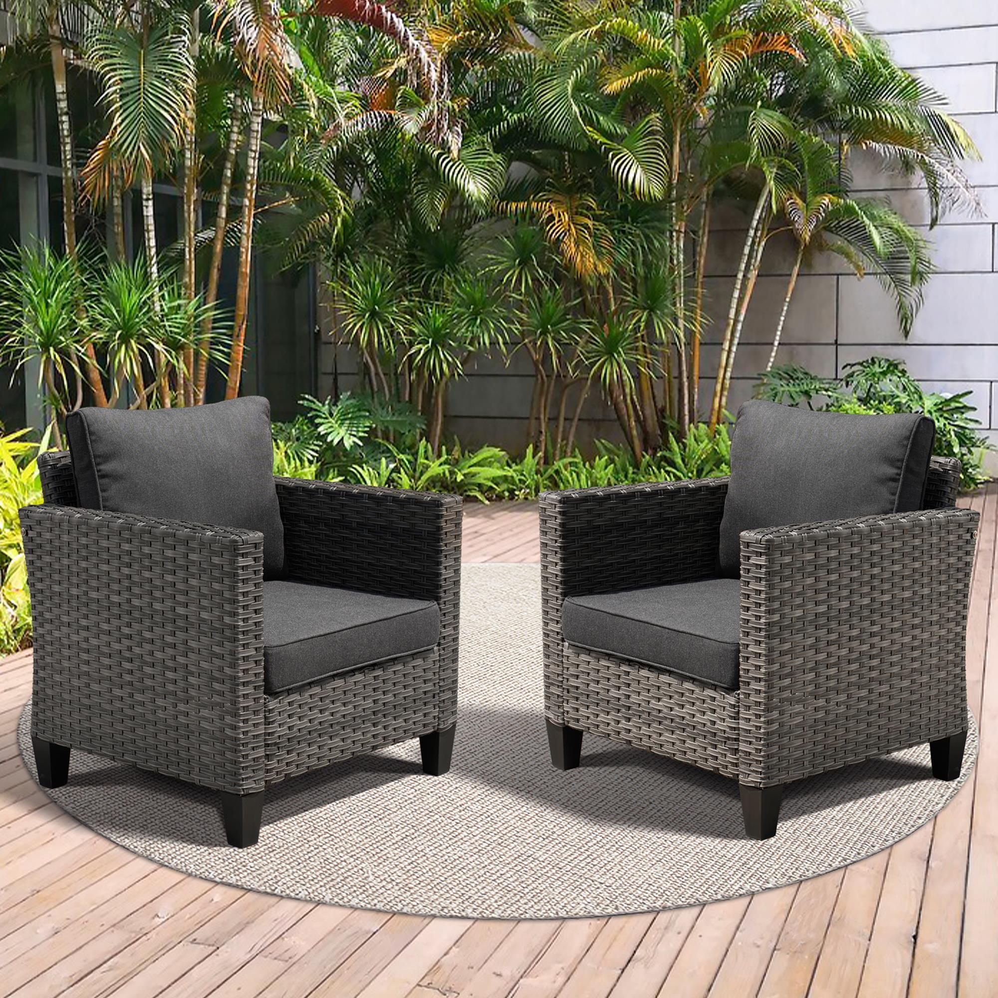 HOMLUX 28" Patio Single Chair in Black (Set of 2)