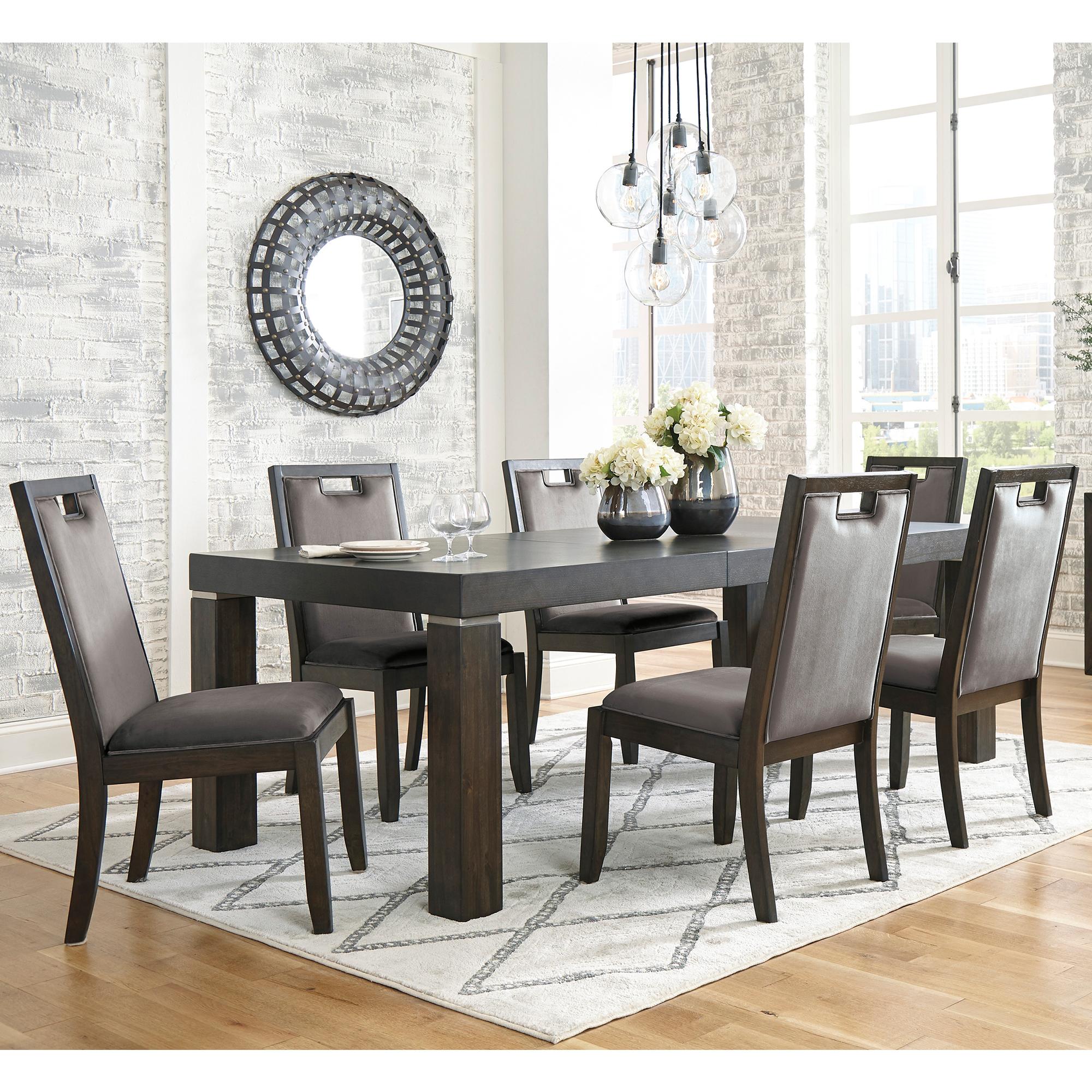 Ashley Hyndell 7-Piece Dining Set in Dark Espresso Brown