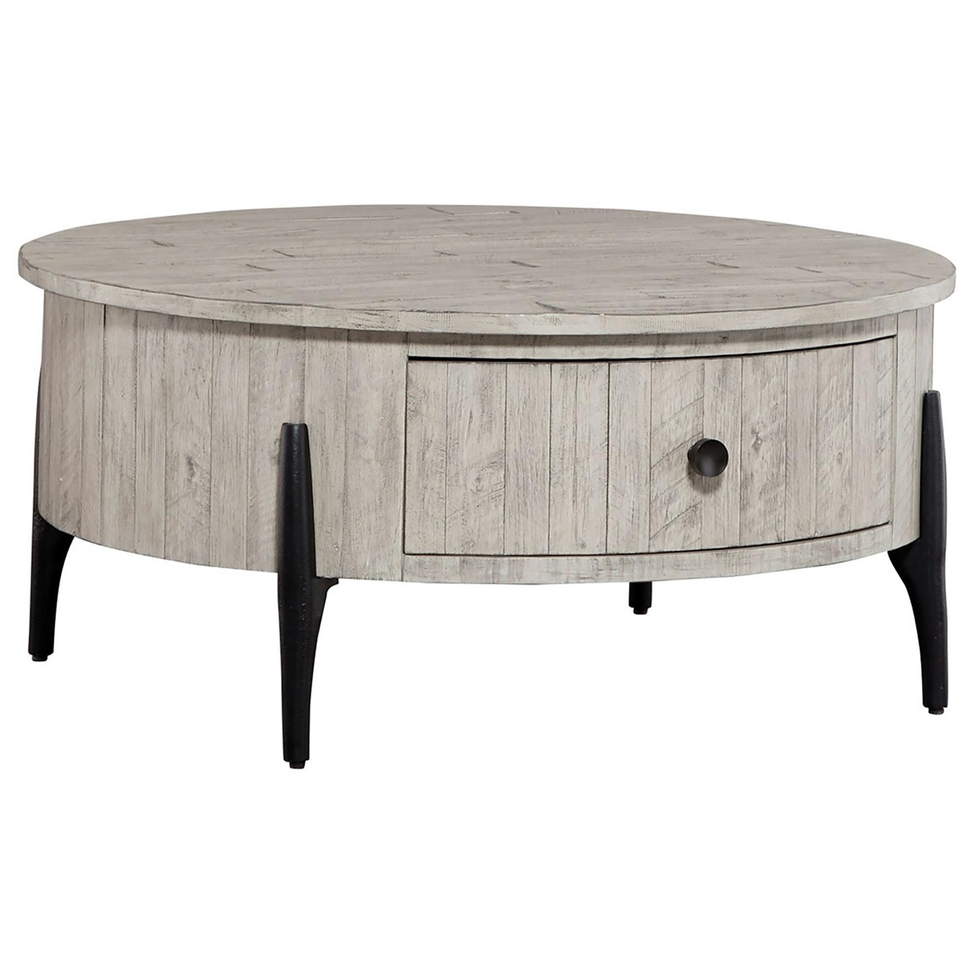 Riva Ridge Zane Round Cocktail Table in Parchment and Black