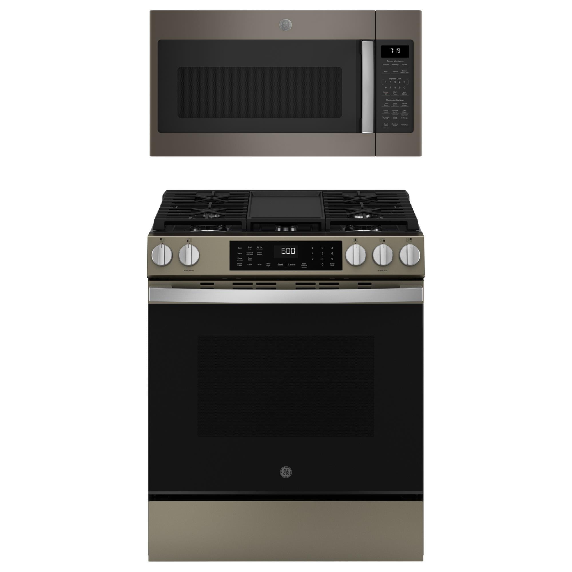 GE Appliances 2-Piece Kitchen Package with 5.3 Cu. Ft. Slide-In Front ...