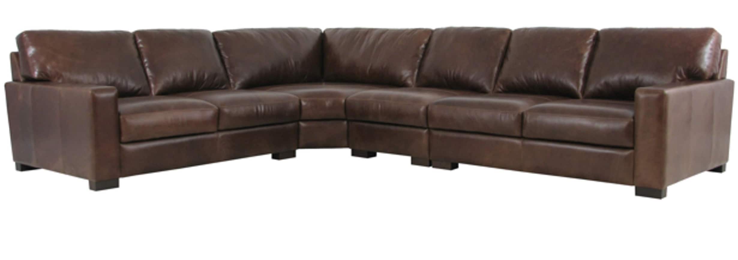 Softline 4-Piece Leather Sectional in Dallas Chestnut