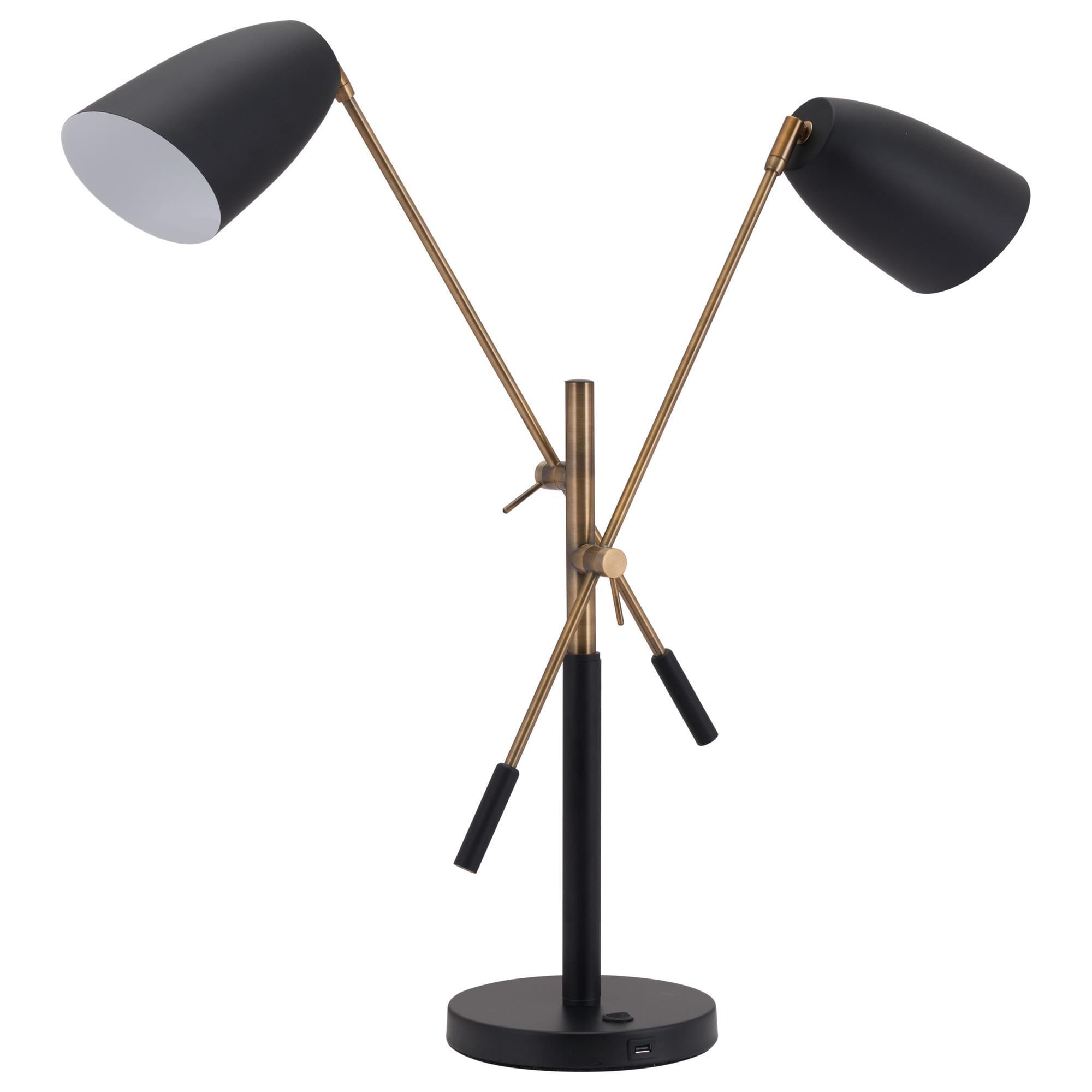 Zuo Modern Tanner Desk Lamp with USB in Matte Black and Brass | Shop NFM