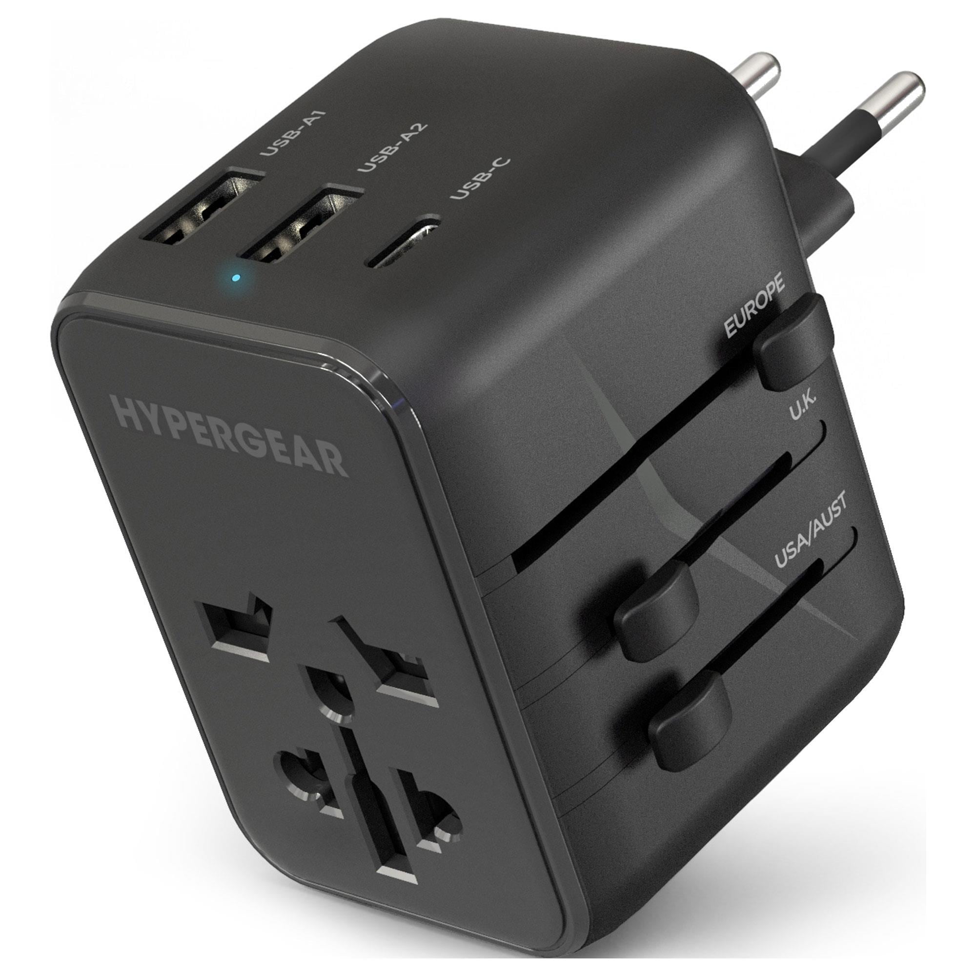 Hypercel WorldCharge Universal Travel Adapter with USB-C in Black
