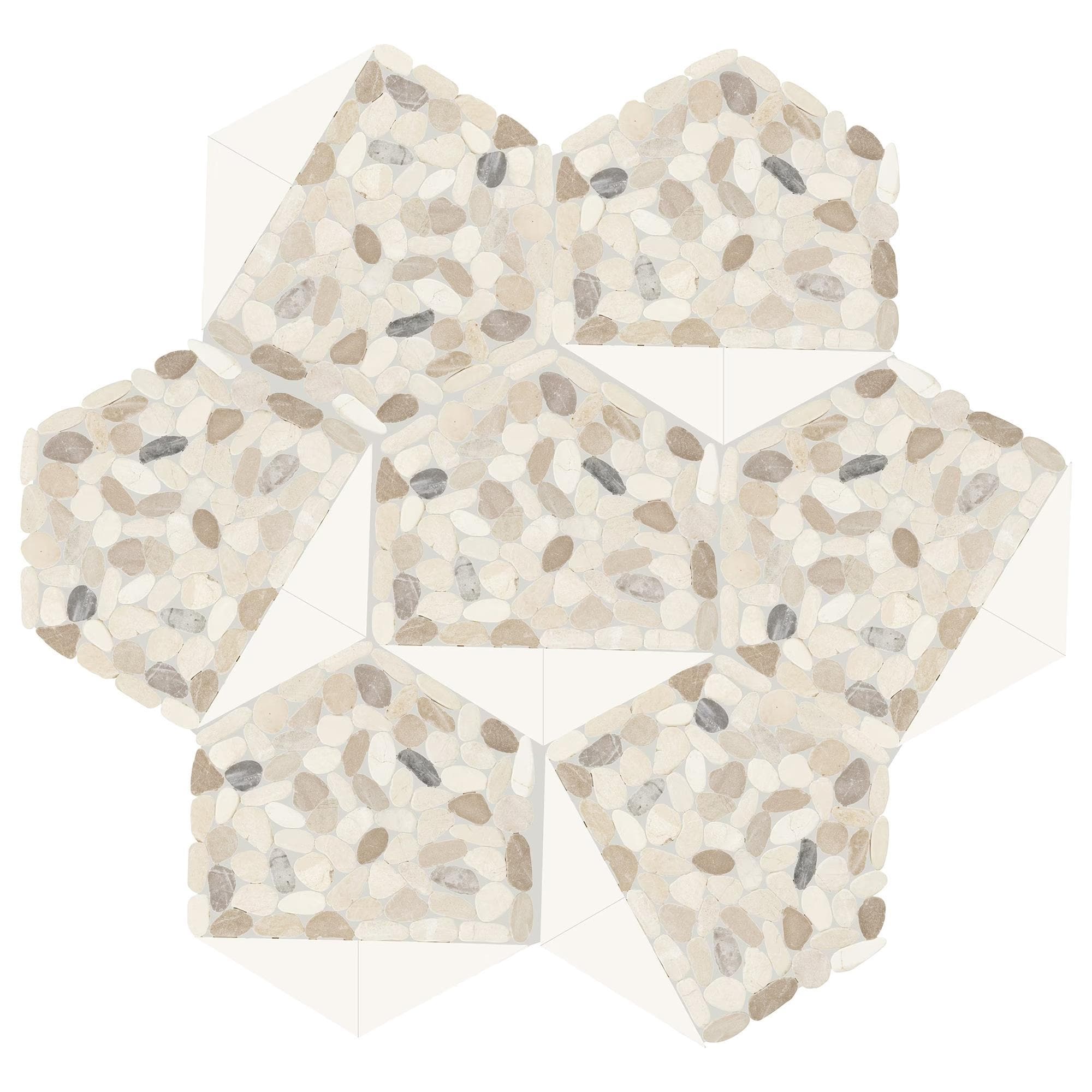 Dal-Tile Pebble Oasis Seashell 12" x 10" Tri-Hexagon Natural Stone ...