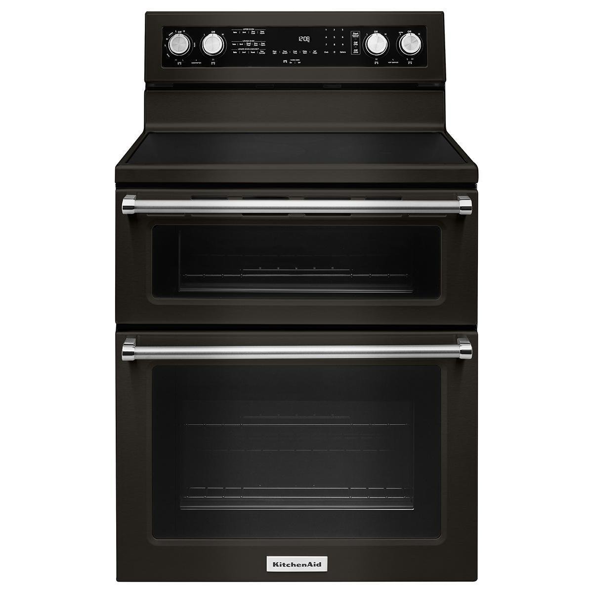 KitchenAid 30" Electric Double Oven Convection Range in Black Stainless ...